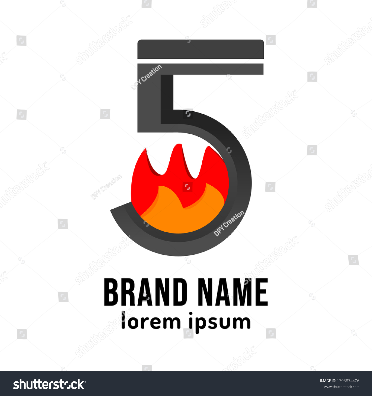 5 Number Fire Logo Vector Stock Vector (Royalty Free) 1793874406