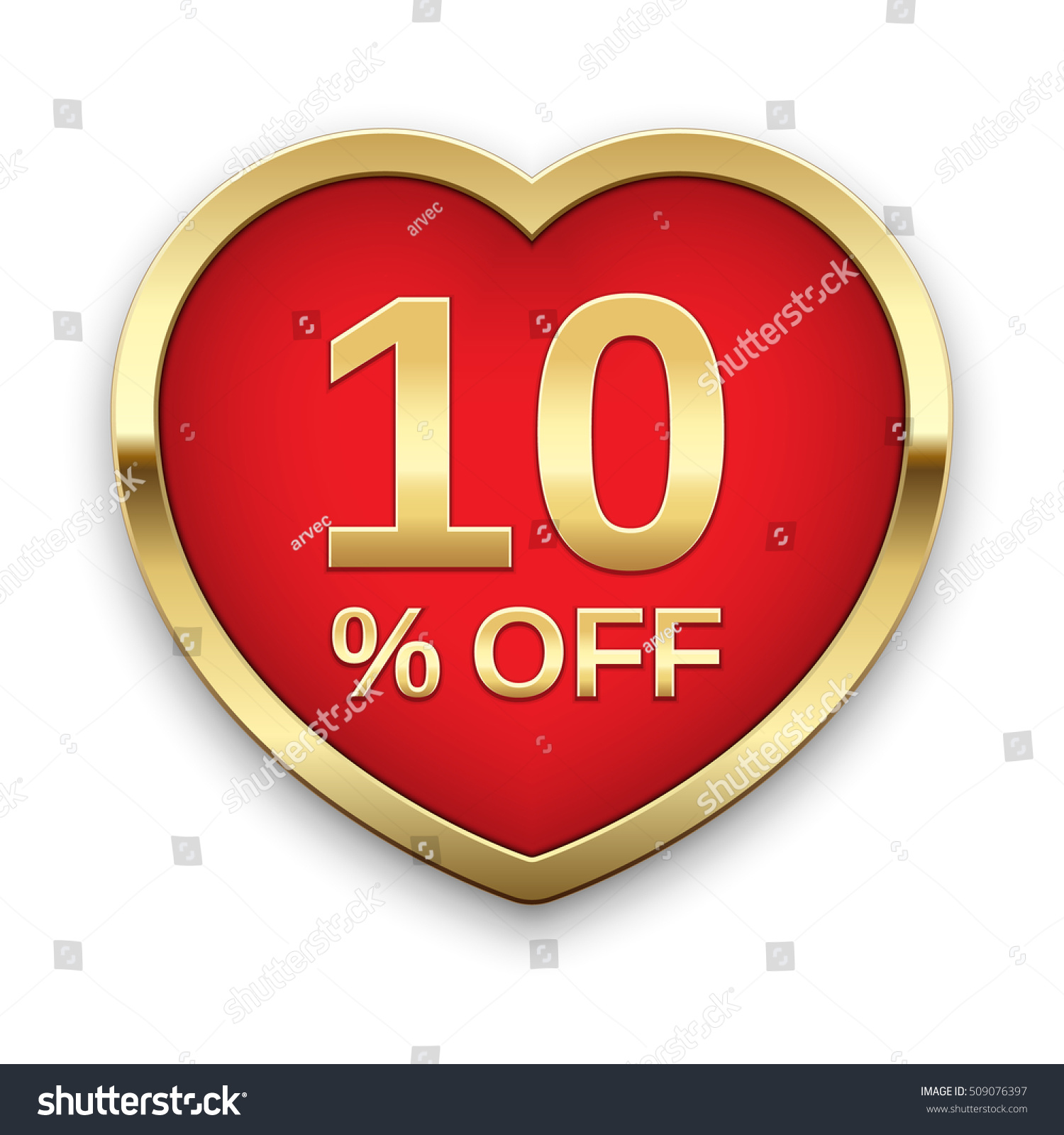 10 Off Golden Badge Vector Stock Vector (Royalty Free) 509076397
