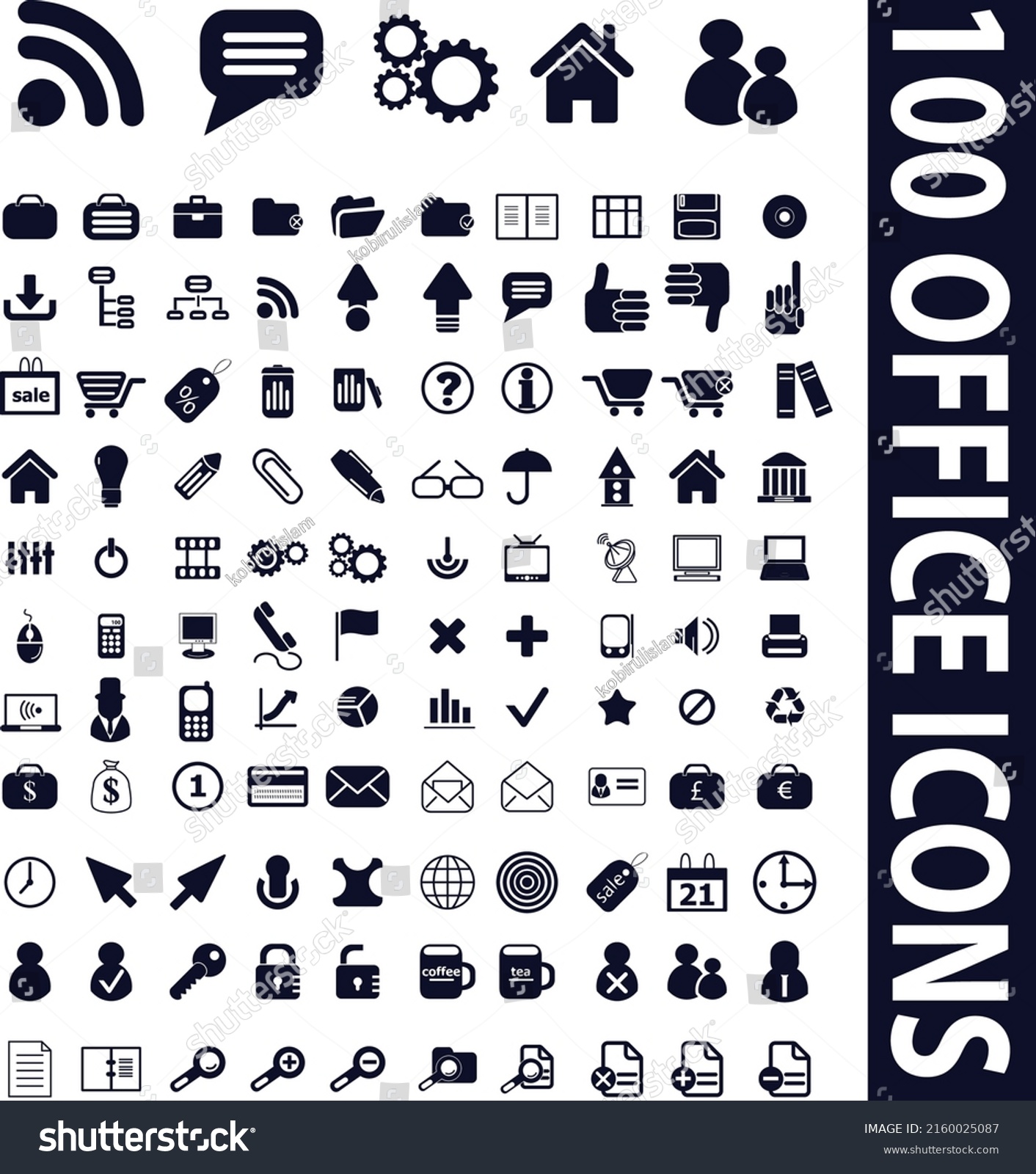 100 Office Icons Easy Edit Resizeable Stock Vector (Royalty Free ...