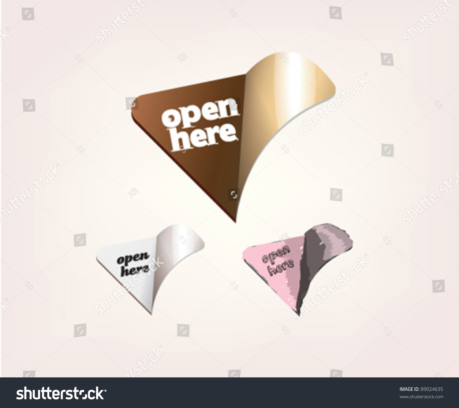 Open Here Label Sticker Vector Illustration: Stock-Vektorgrafik ...