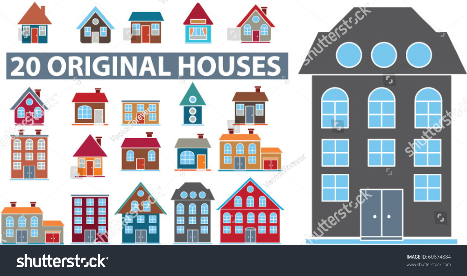 20 Original Houses Vector Stock Vector (Royalty Free) 60674884 ...