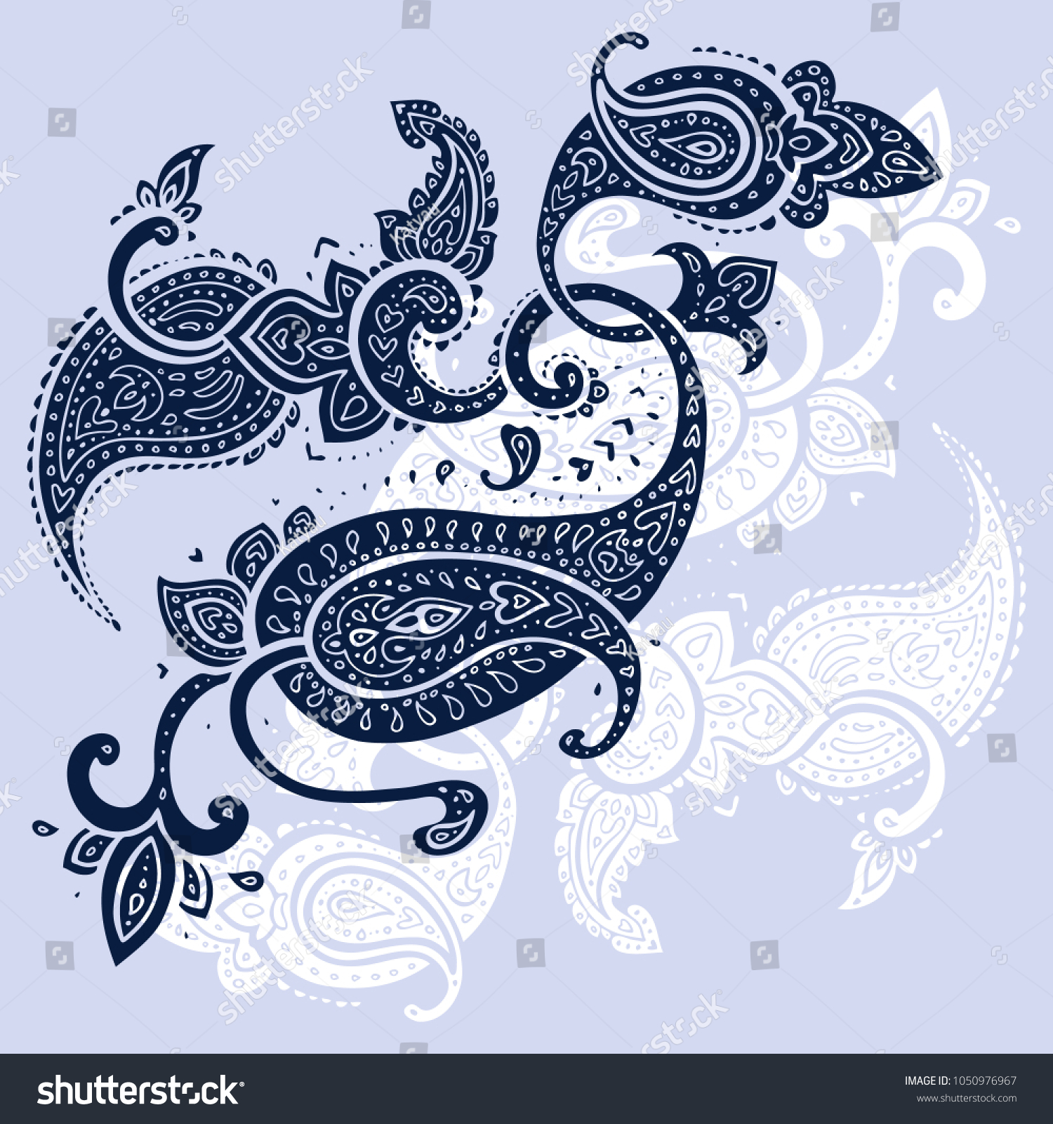Paisley Hand Drawn Pattern Stock Vector (Royalty Free) 1050976967