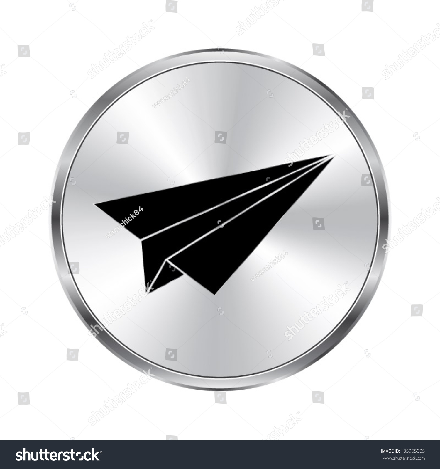 Paper Airplane Icon Vector Brushed Metal Stock Vector (Royalty Free ...