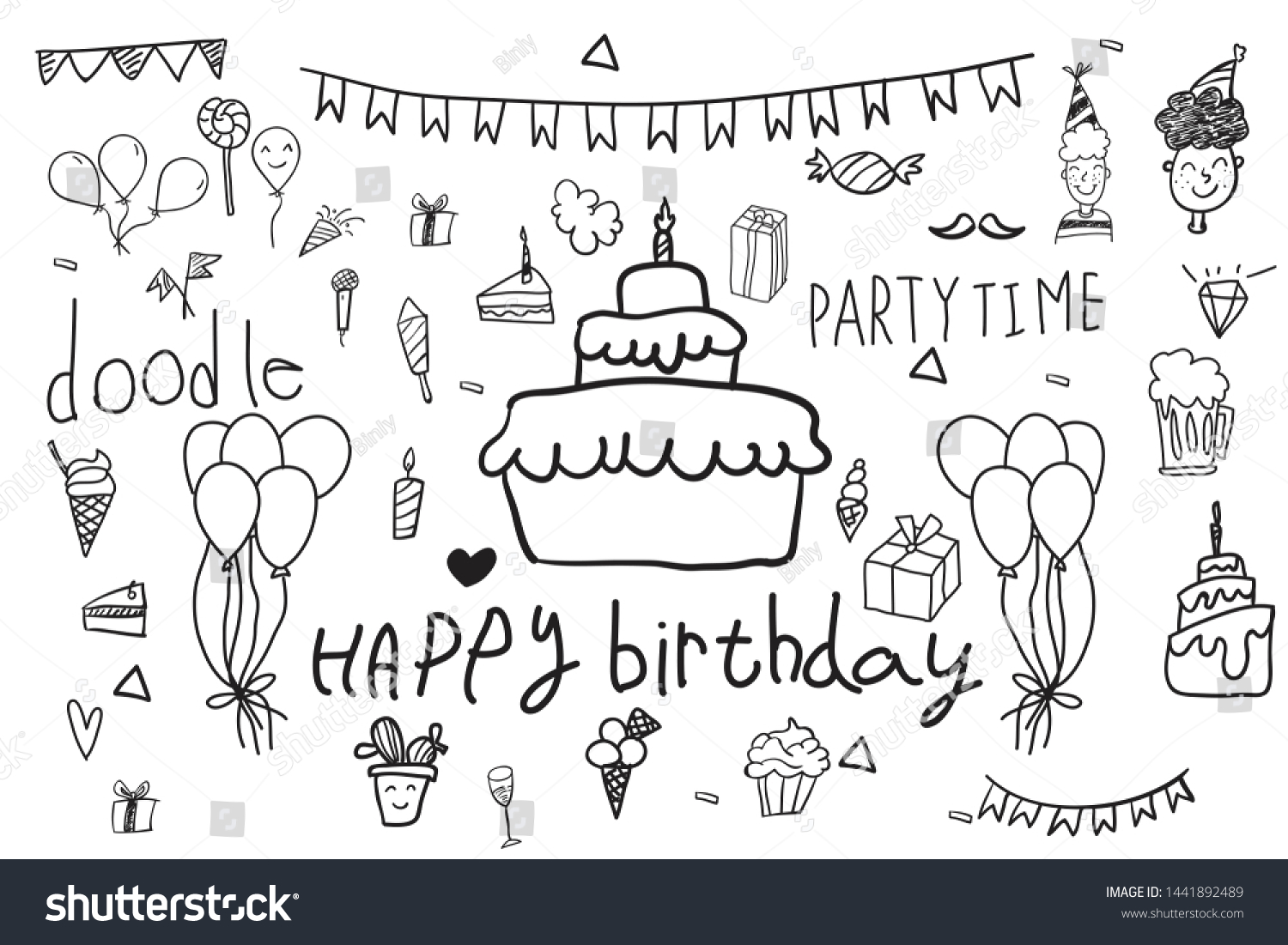 Party Element Hand Drawing Doodle Doodle Stock Vector (Royalty Free ...