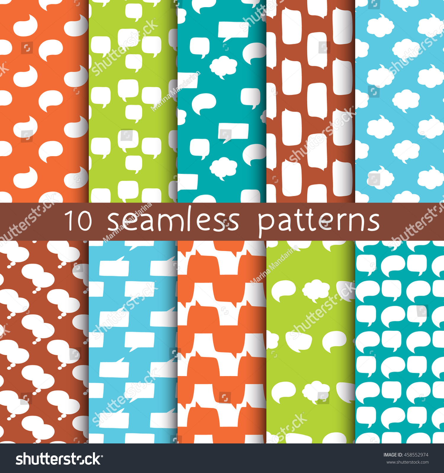 10 Patterns Speech Bubbles Pattern Swatches Stock Vector (Royalty Free ...