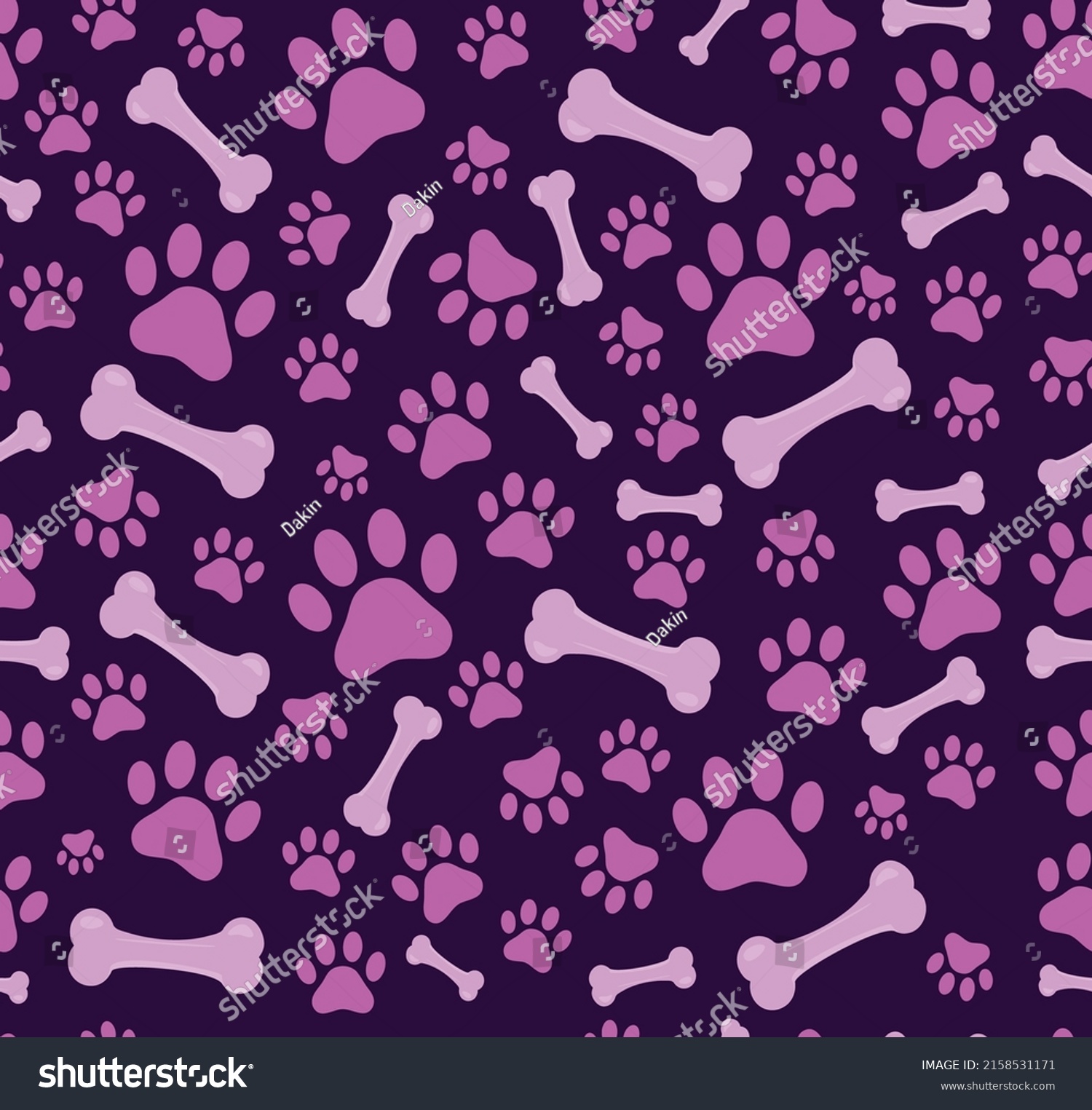 Paws Footprints Bones Seamless Pink Background Stock Vector (Royalty ...