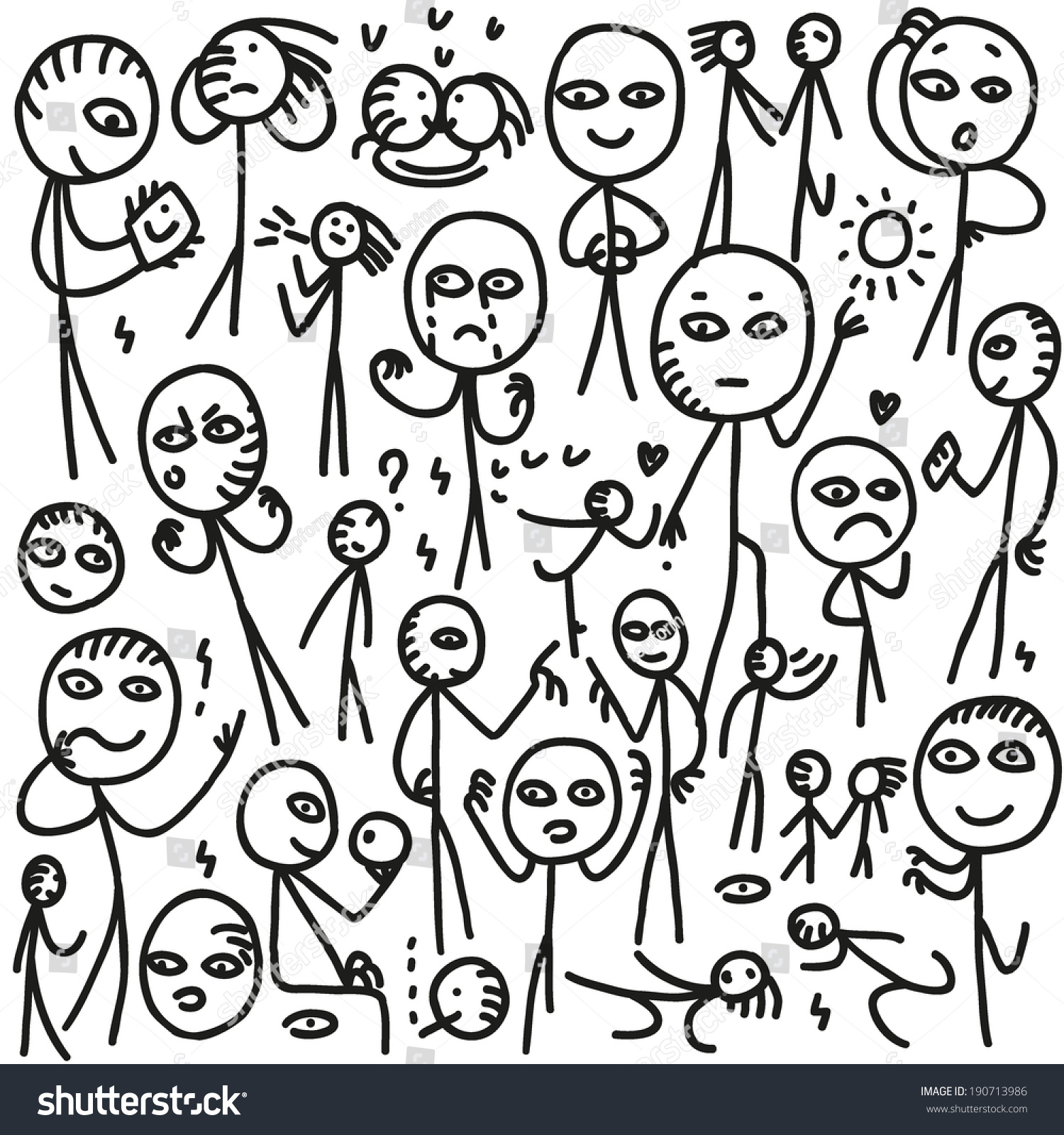 People Doodles Set Stock Vector (Royalty Free) 190713986 | Shutterstock