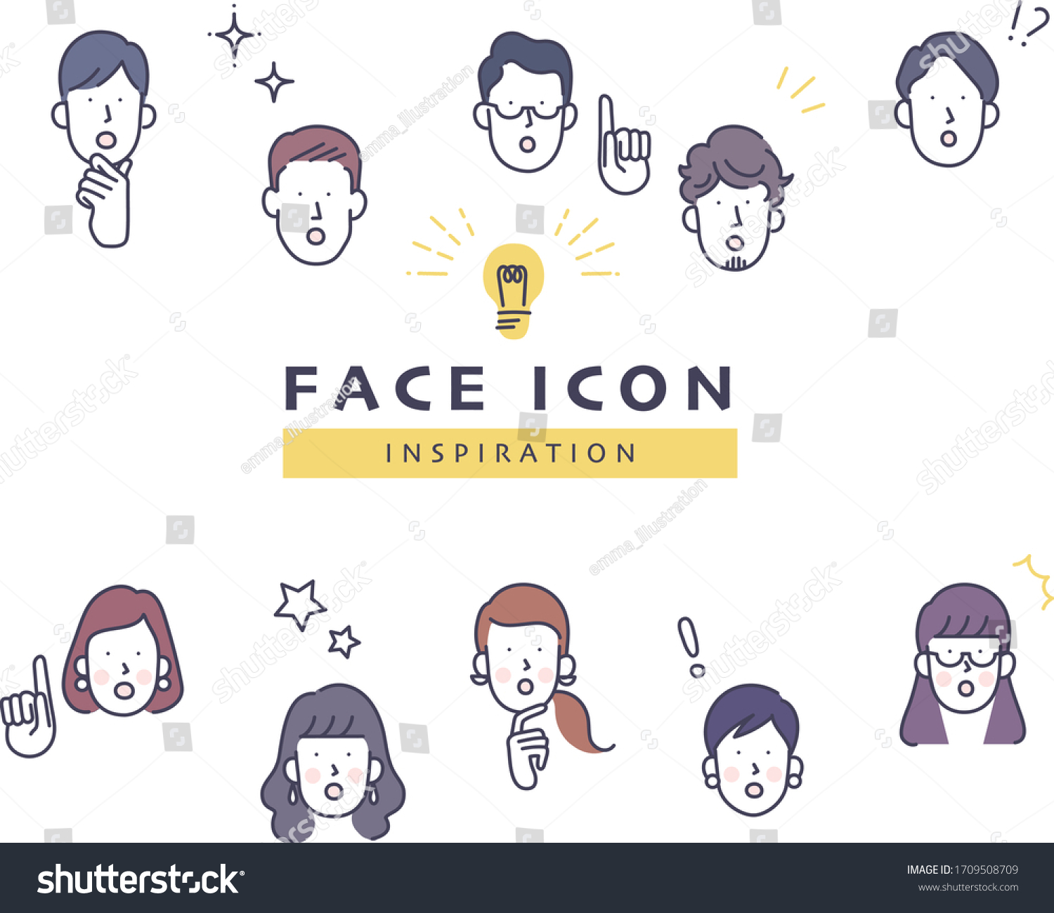 10 People Face Icon Set Stock Vector (Royalty Free) 1709508709 ...