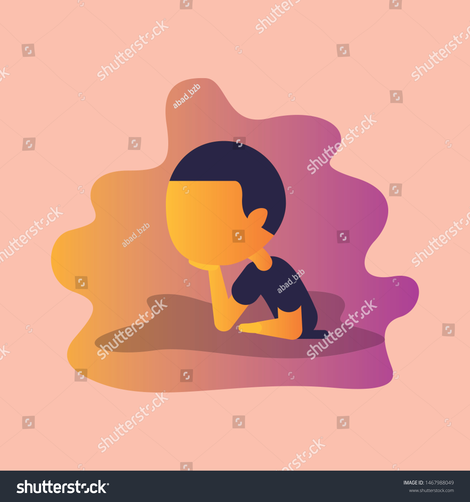 People Sit Down Vector Illustration Character Stock Vector (Royalty ...