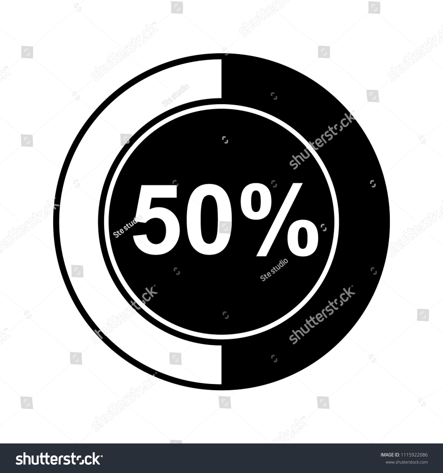 50 Percent Circle Icon Setvector Illustration: เวกเตอร์สต็อก (ปลอดค่า ...