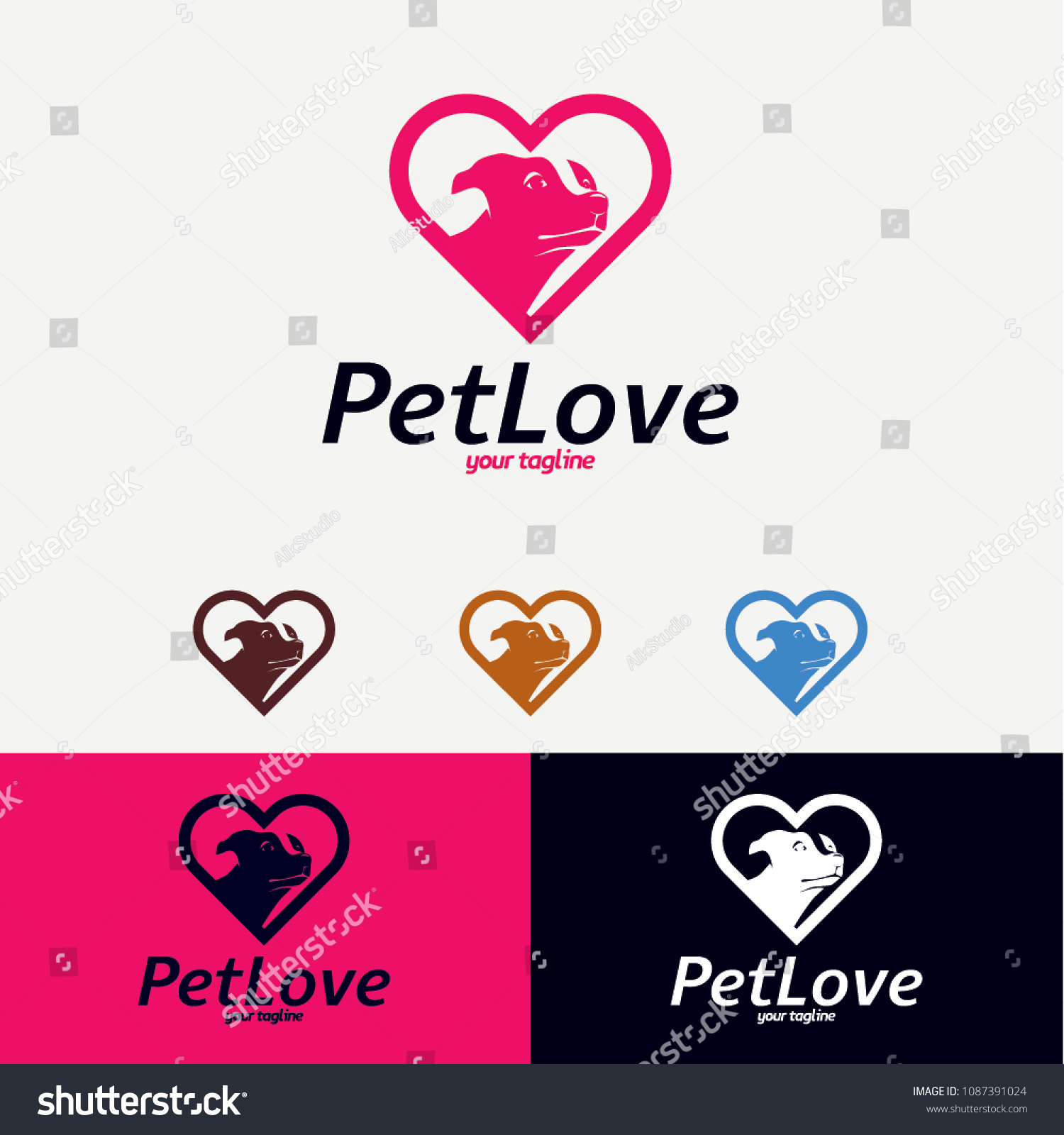 Pet Love Logo Designs Template Stock Vector (Royalty Free) 1087391024 ...