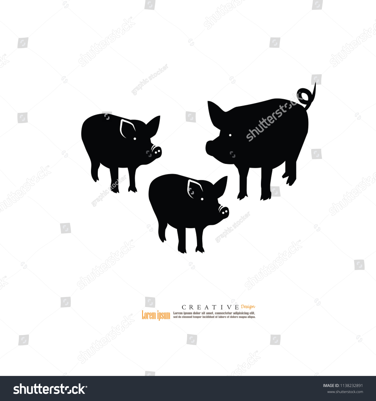 Pig Iconvector Illustration Stock Vector (Royalty Free) 1138232891 ...