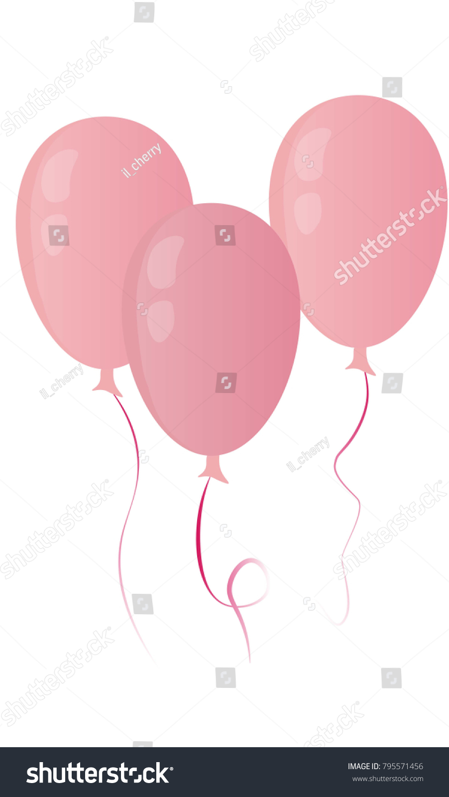 3 Pink Balloons Vector Illustration Stock Vector (Royalty Free) 795571456