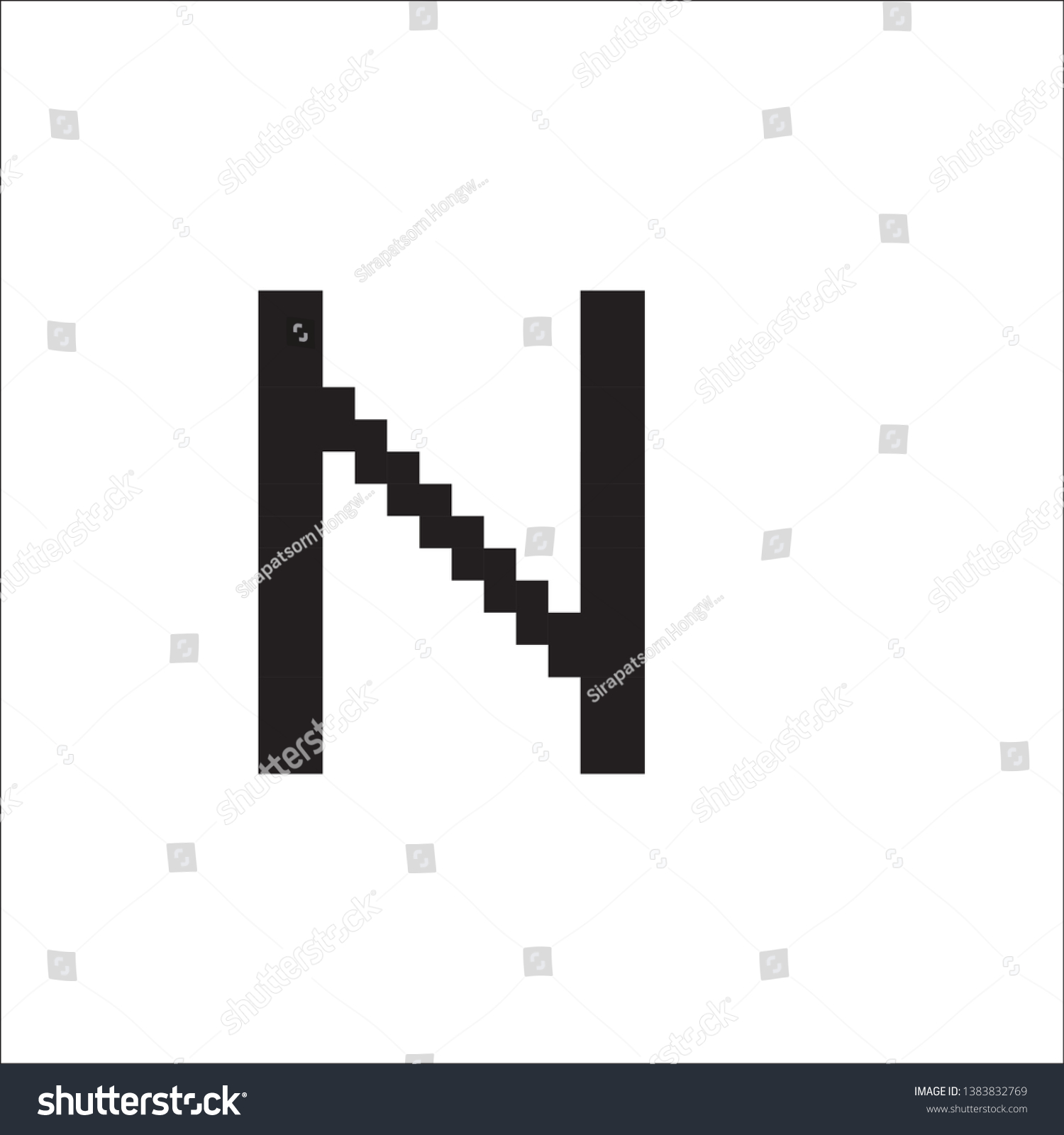 Pixel Art Alphabet Type N: vector de stock (libre de regalías) 1383832769
