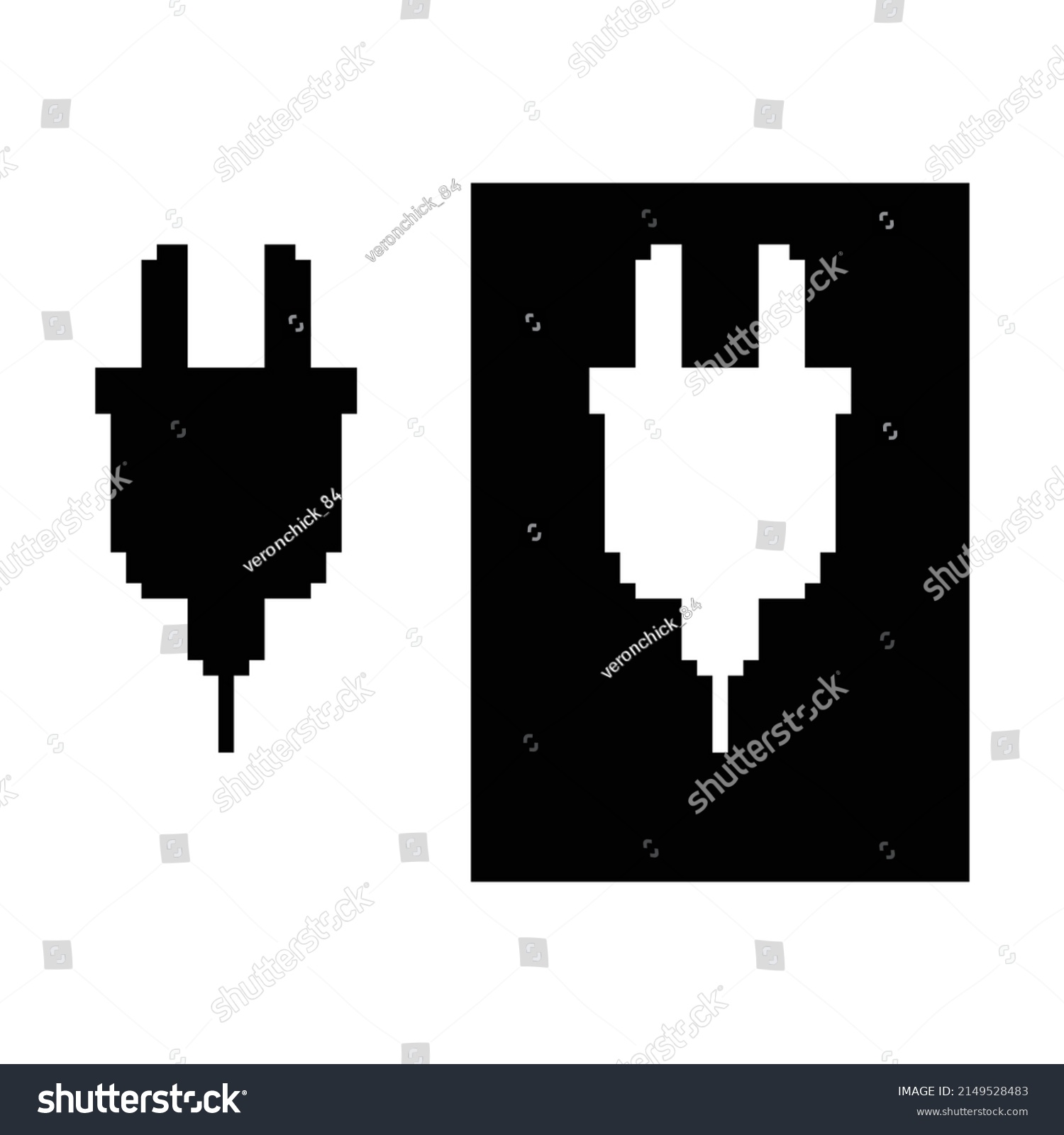 Pixel Socket Icon Vector Pixel Art Stock Vector (Royalty Free ...