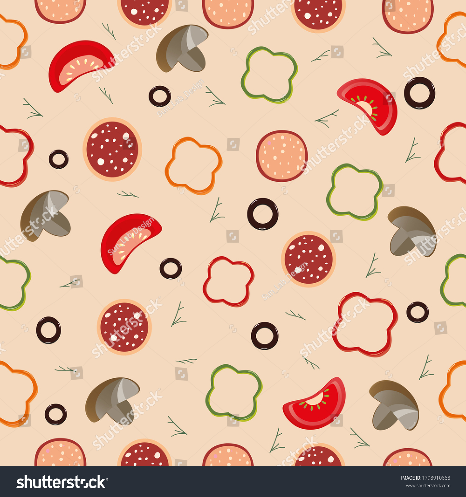 Pizza Filling Seamless Pattern Vector Stock Vector (Royalty Free ...