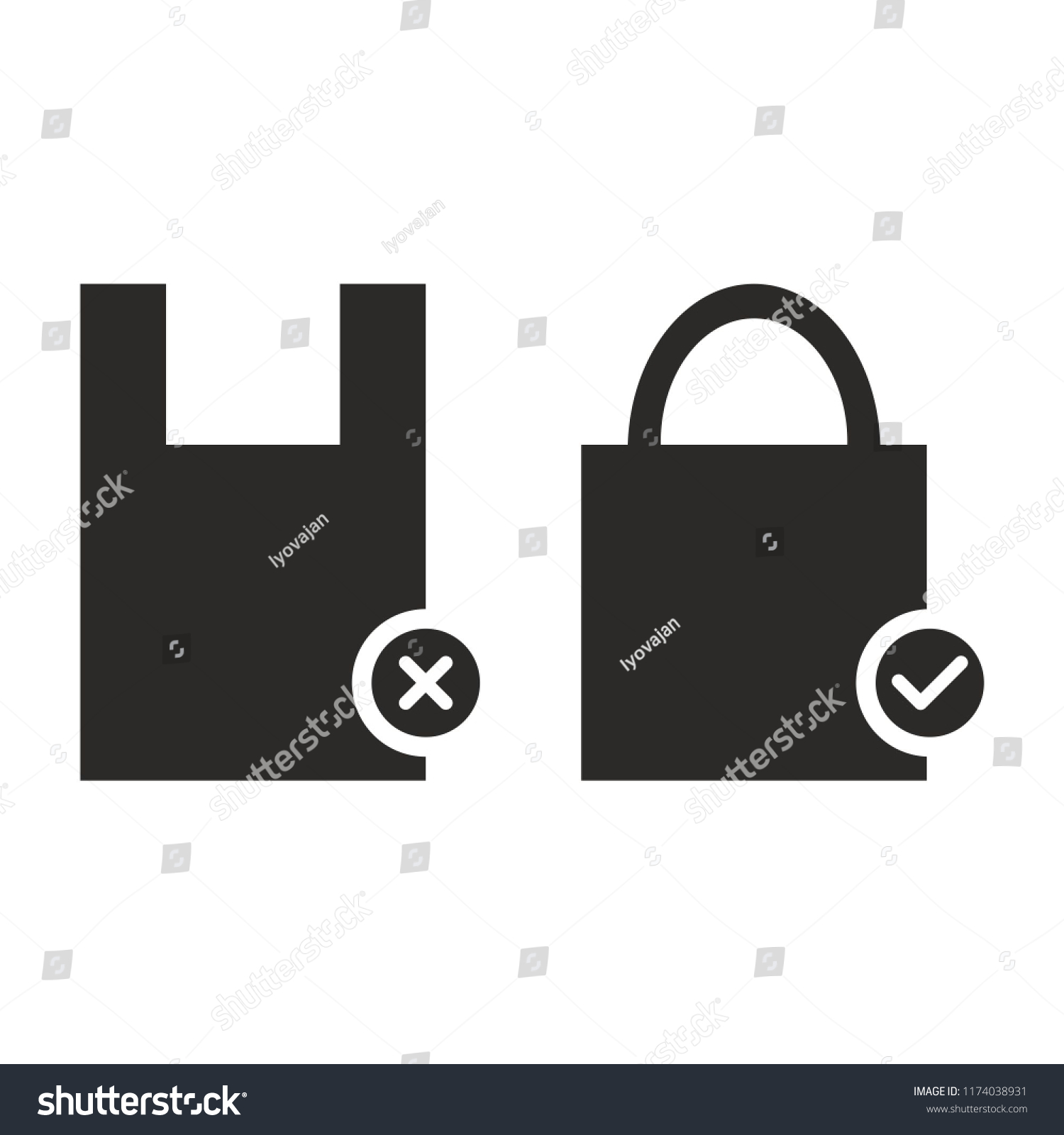 Plastic Bag Textile Bag Stop Using Stock Vector (Royalty Free) 1174038931