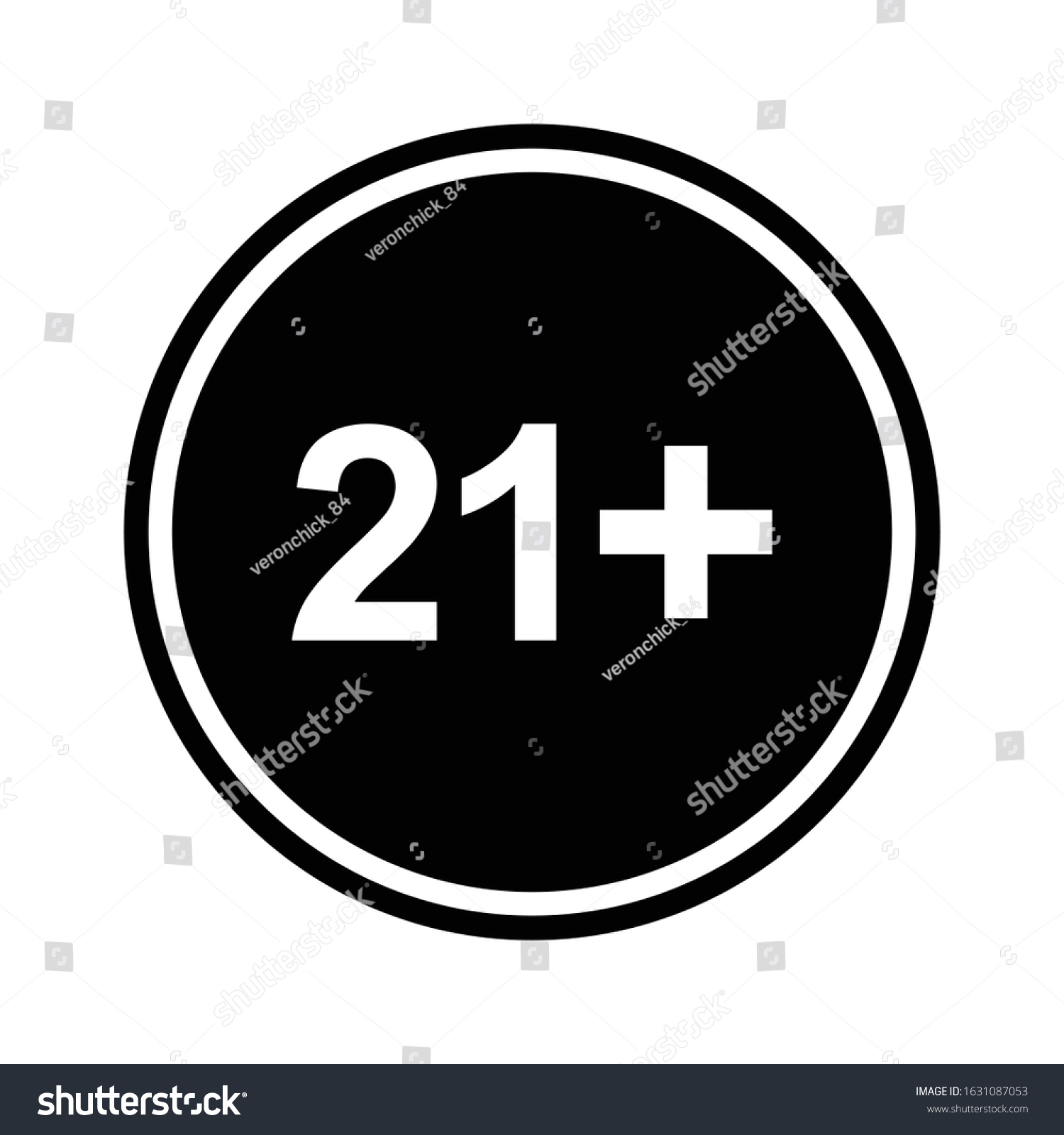 21 Plus Icon Black Vector 21: vector de stock (libre de regalías ...