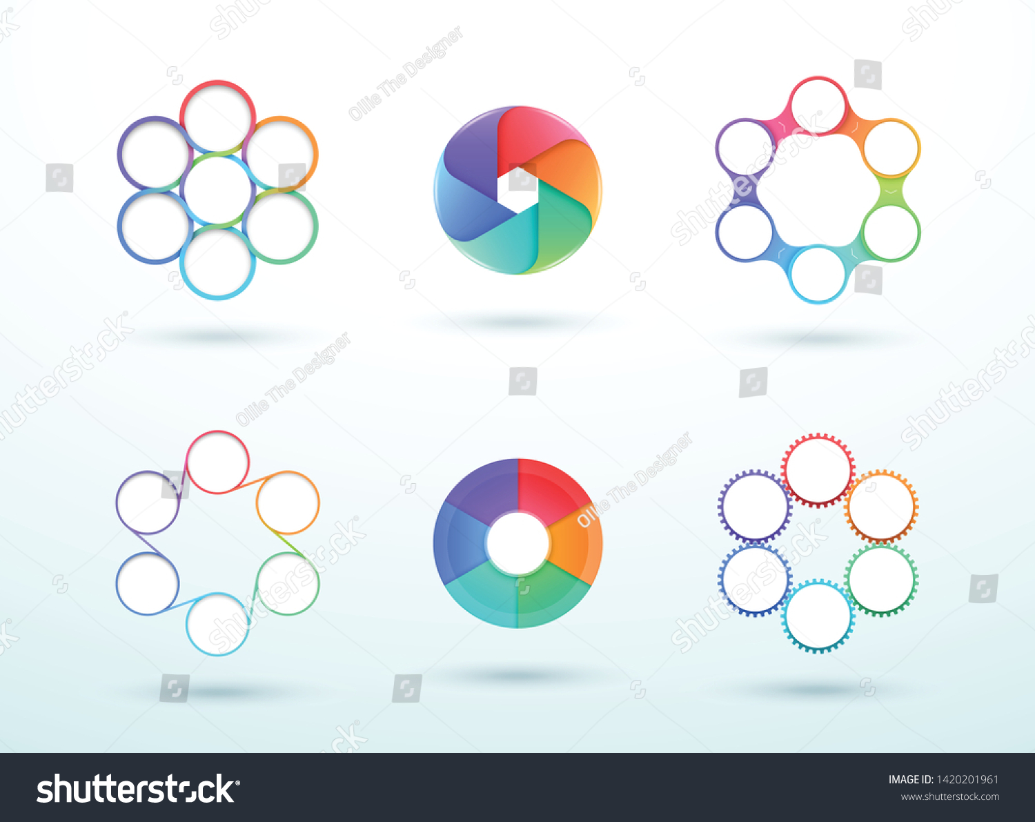 Vektor Stok 6 Point Connected Circle Cycle Diagram (Tanpa Royalti ...