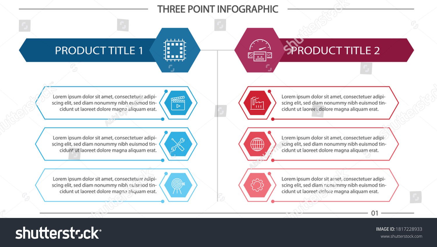 Vektor Stok 3 Point Infographic Product Compare Process (Tanpa Royalti ...