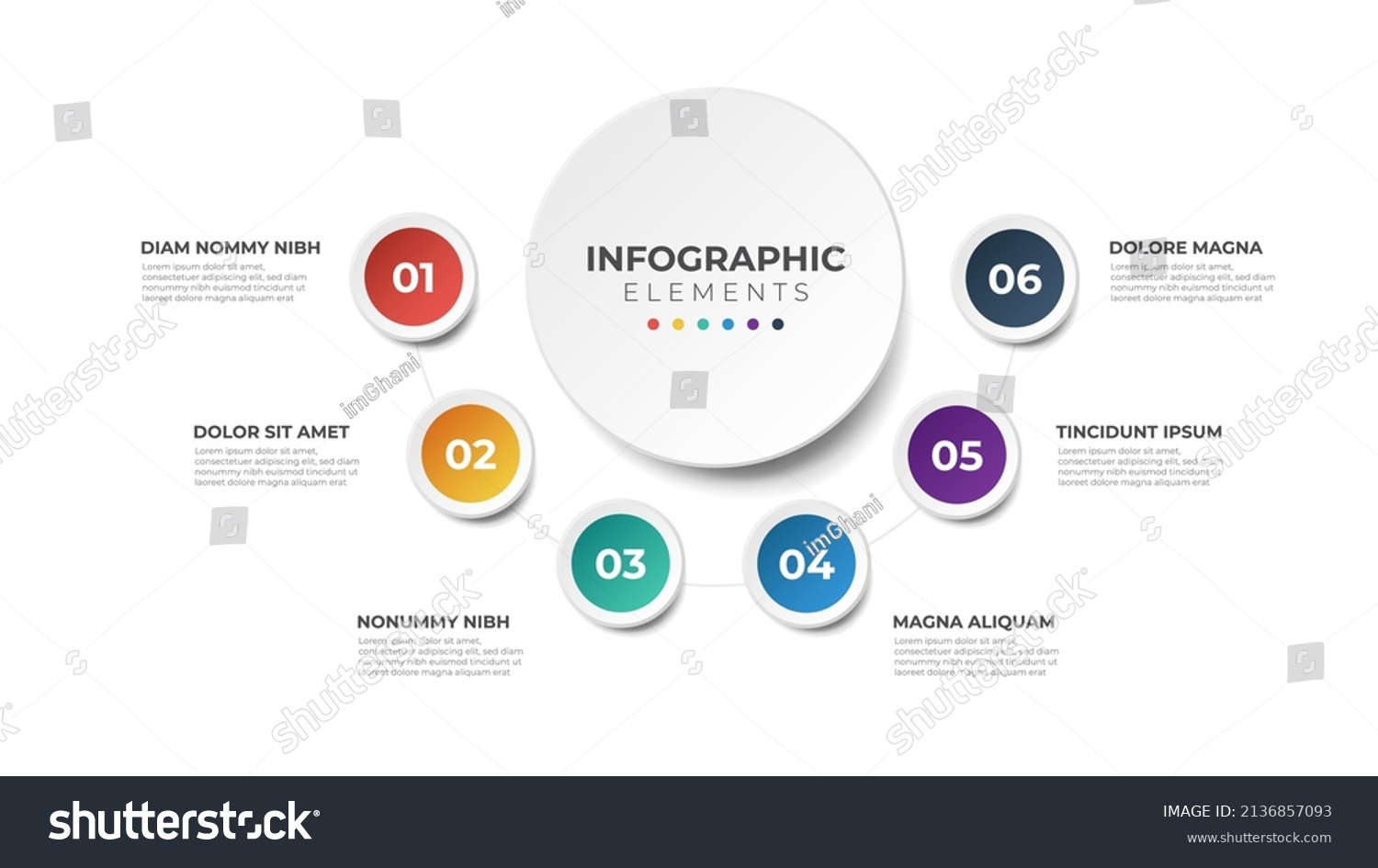 6 Points Circular Sequence Element Infographic Stock Vector (Royalty ...