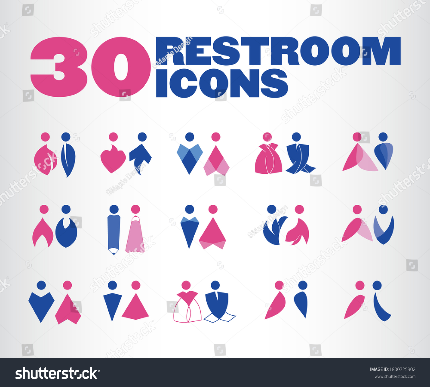30 Premium Designed Restroom Icons Symbol: เวกเตอร์สต็อก (ปลอดค่า ...