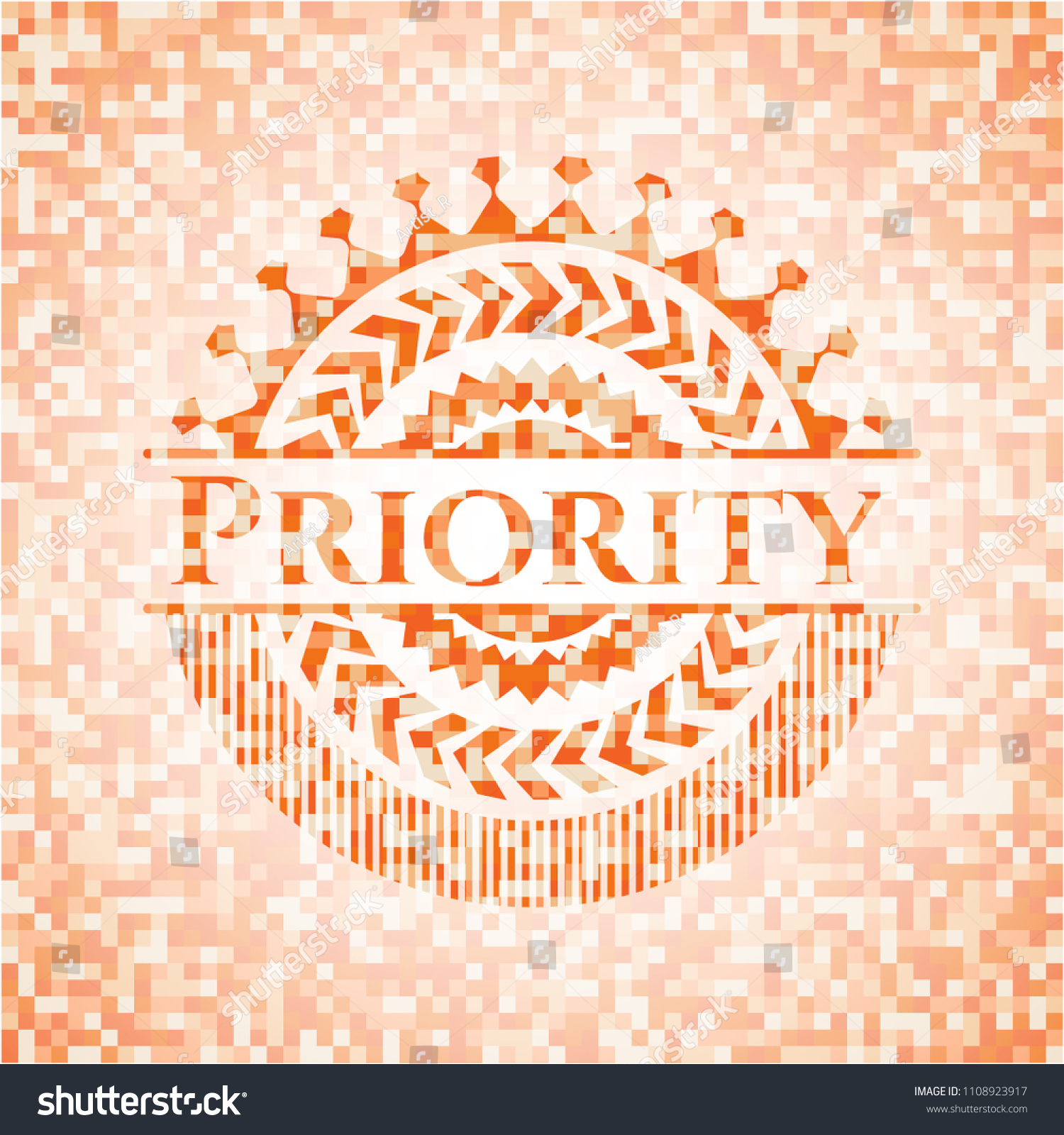 Priority Abstract Orange Mosaic Emblem Background Stock Vector (Royalty ...