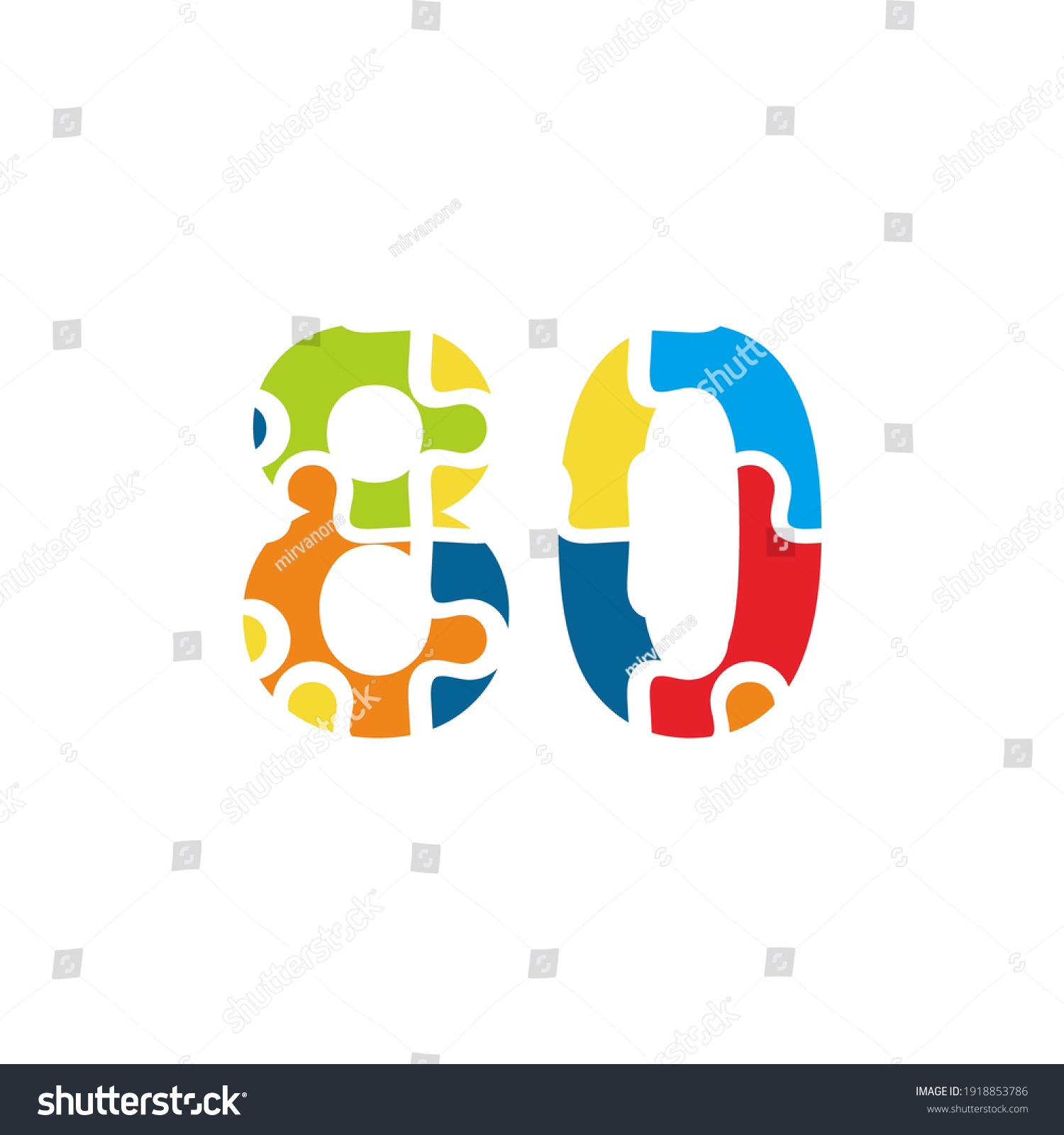 80 Puzzle Number Illustration Vector Eps10 Stock Vector (Royalty Free ...