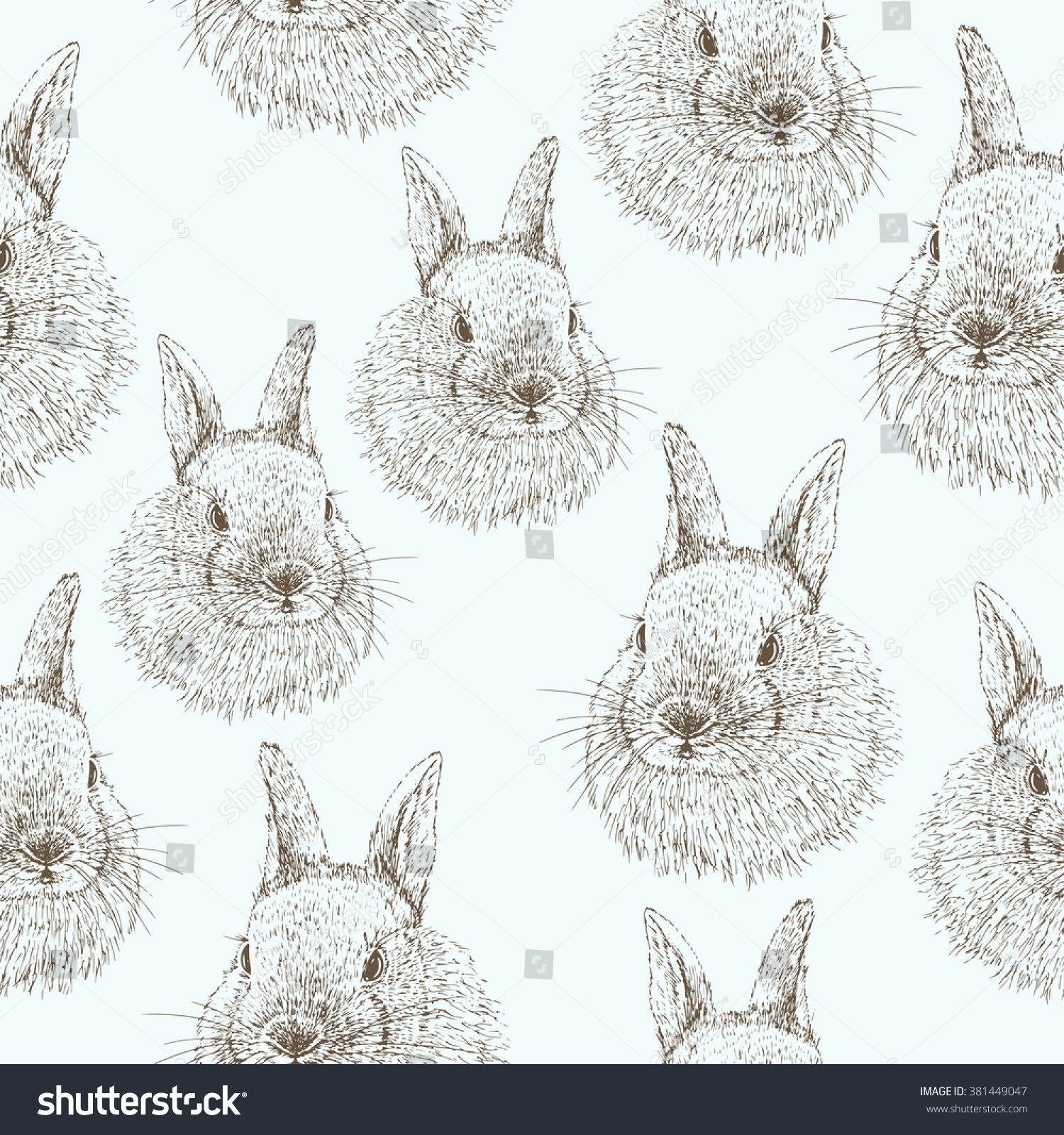 Rabbit Sketch Seamless Pattern Hand Drawn Stock Vector (Royalty Free ...