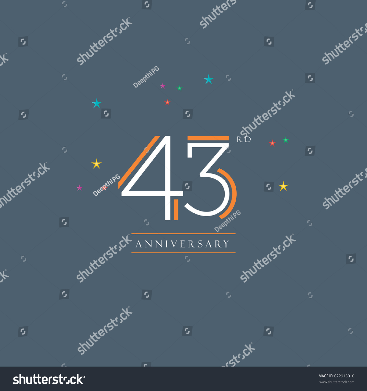 43rd Anniversary Logo Design Vector Template: เวกเตอร์สต็อก (ปลอดค่า ...