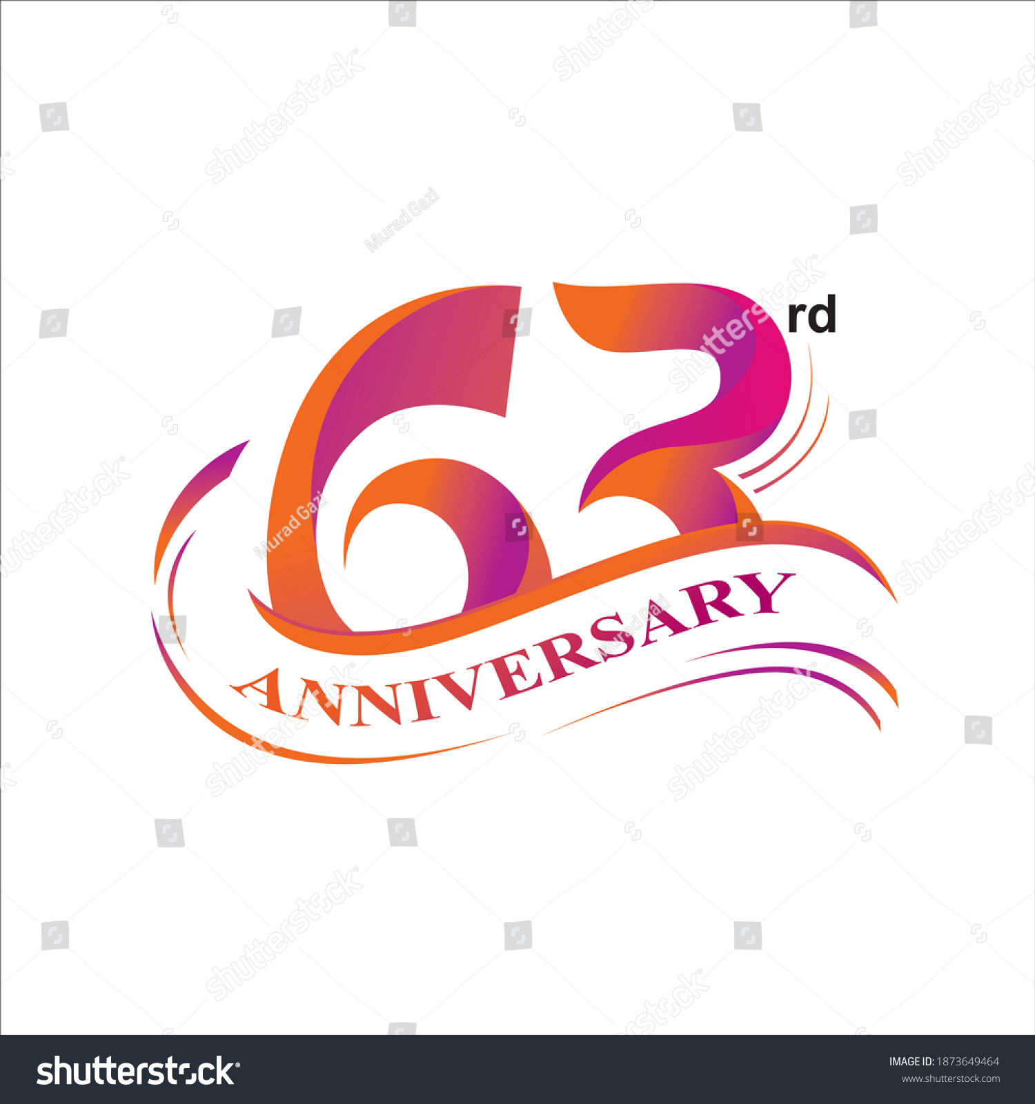 63rd Anniversary Logo Vector Design Stock Vector (Royalty Free) 1873649464
