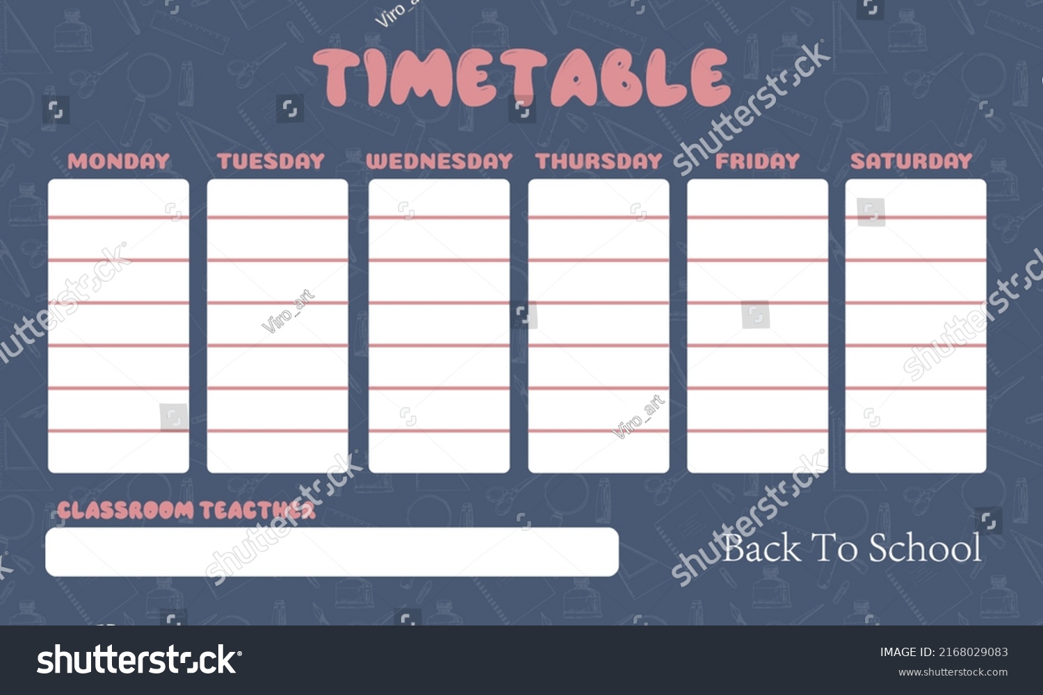 Readymade Timetable Template Elementary School Schoolboy Stock Vector ...