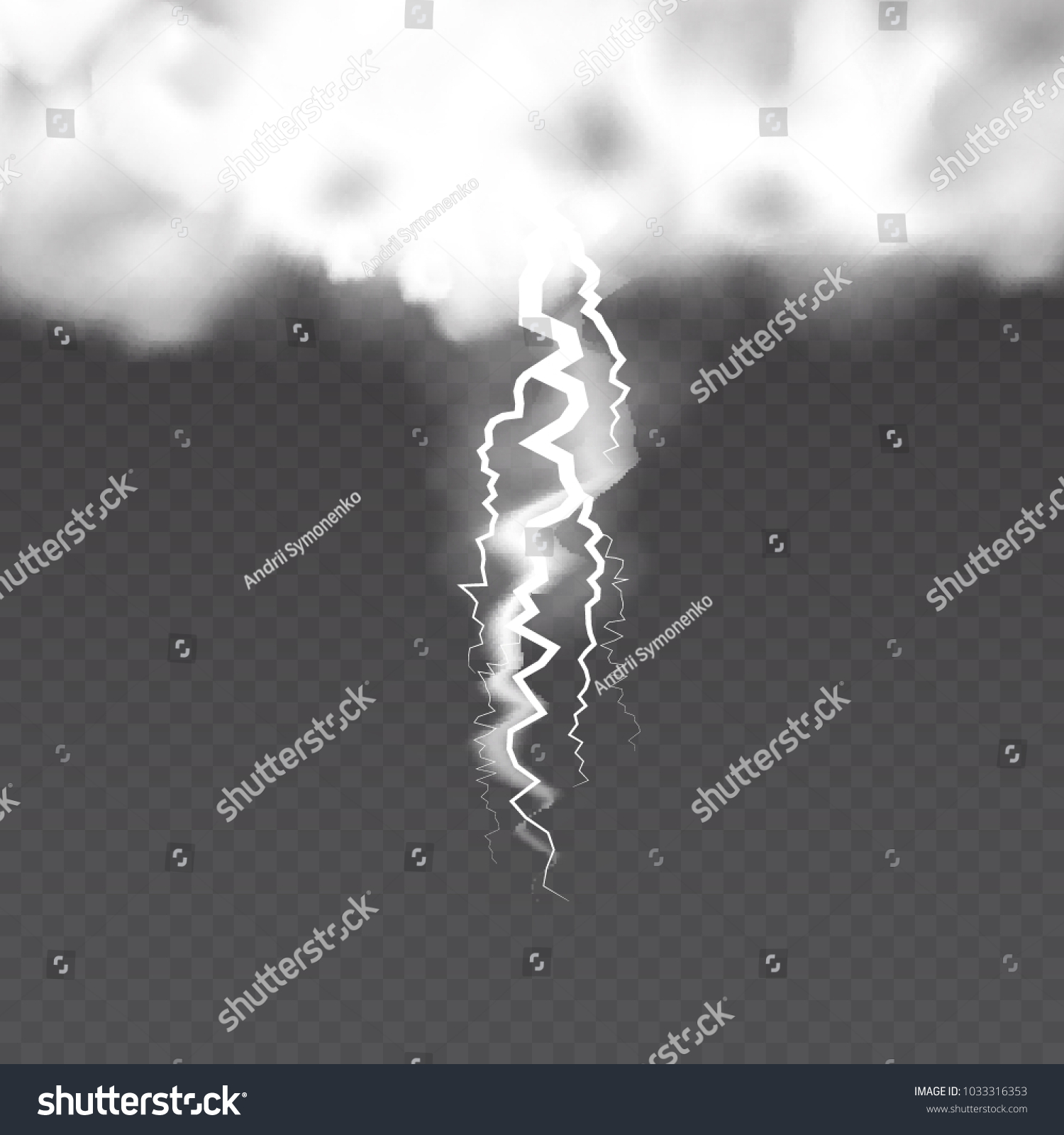 Realistic Vector Cloud Lightnings On Transparent Stock Vector (Royalty ...