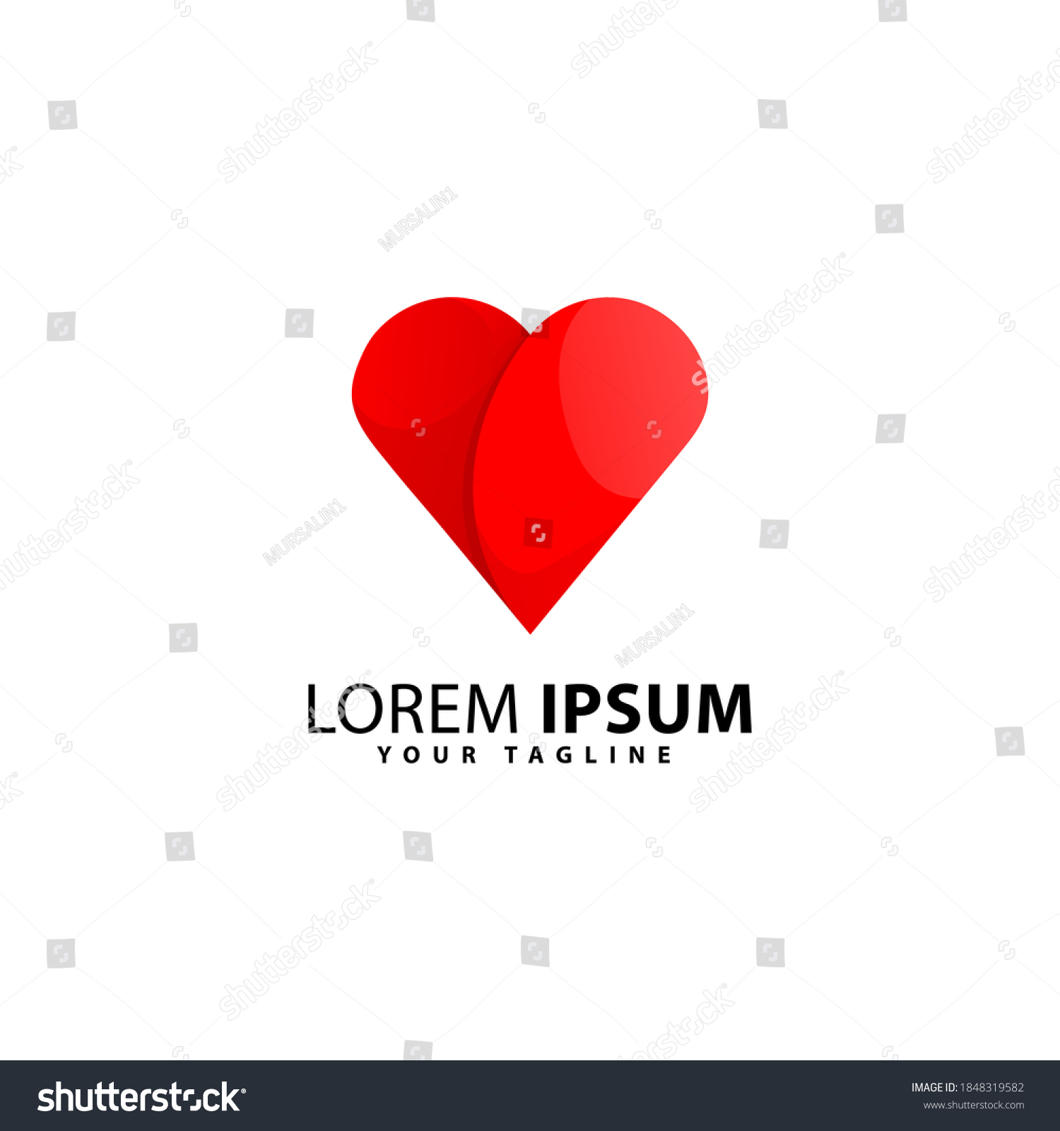 Red Gradient Heart Logo Design Stock Vector (Royalty Free) 1848319582