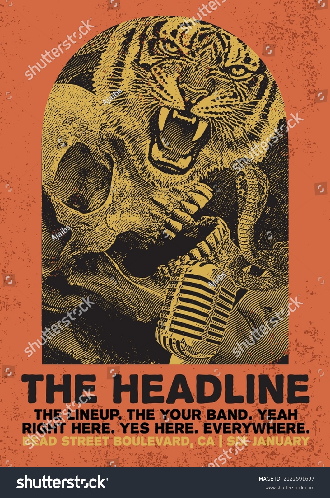 Rock Gig Poster Flyer Template Stock Vector (Royalty Free) 2122591697