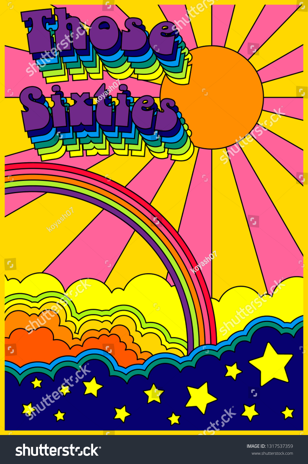 1960s Psychedelic Poster Background Cover Template Stock Vector ...
