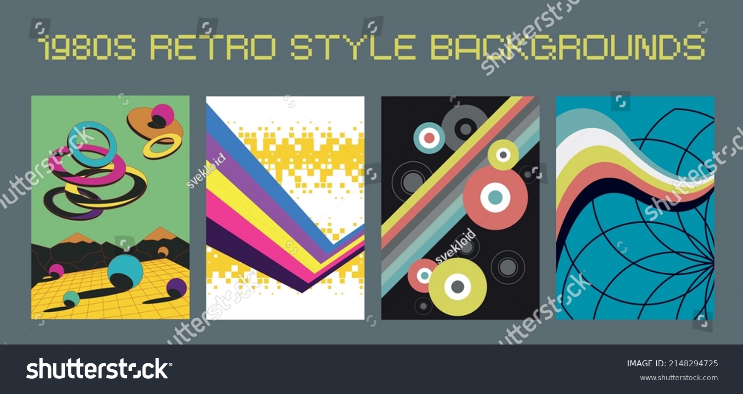 1980s Retro Colors Abstract Backgrounds Set Stock Vector (Royalty Free ...