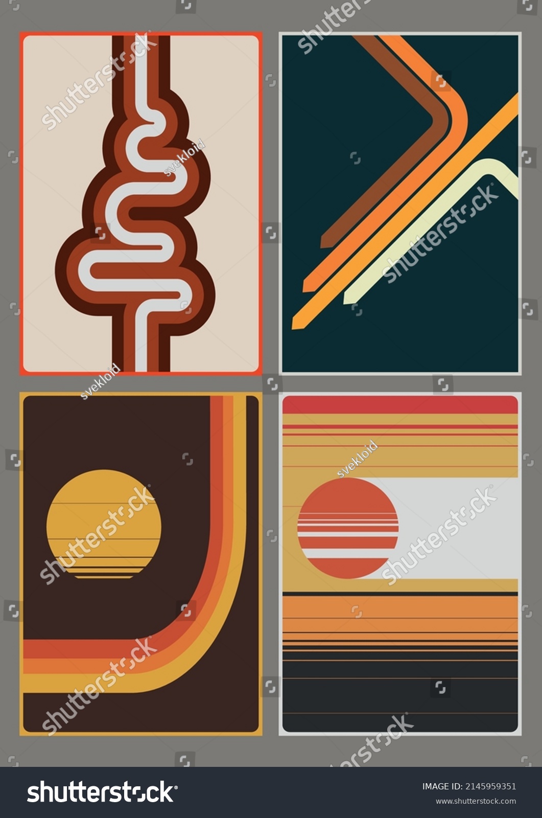 1970s Retro Colors Lines Backgrounds Set Stock Vector (Royalty Free ...