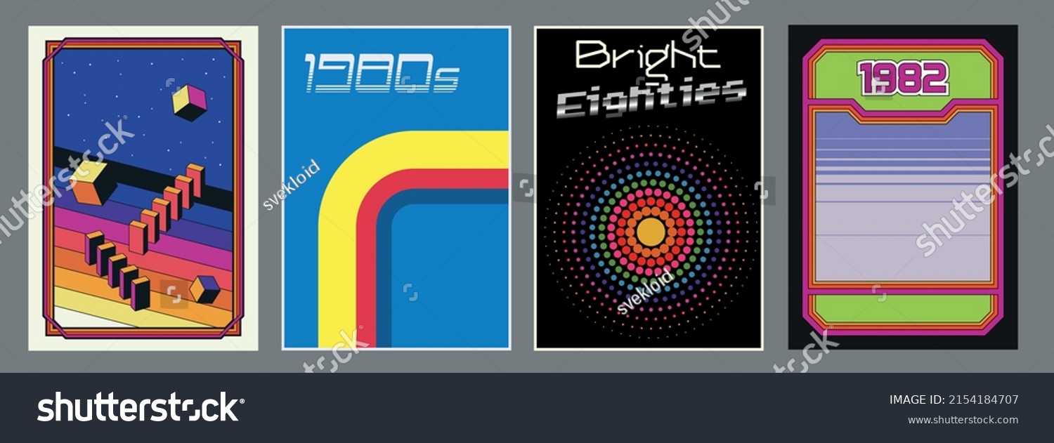 1980s Retro Style Abstract Posters Set Stock Vector (Royalty Free ...