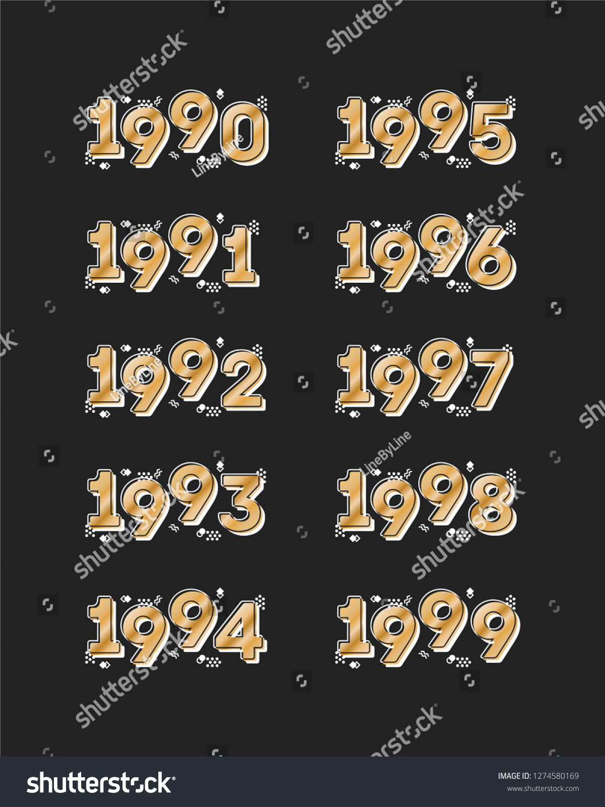 1990s Year Vector Text Retro Illustration : image vectorielle de stock ...