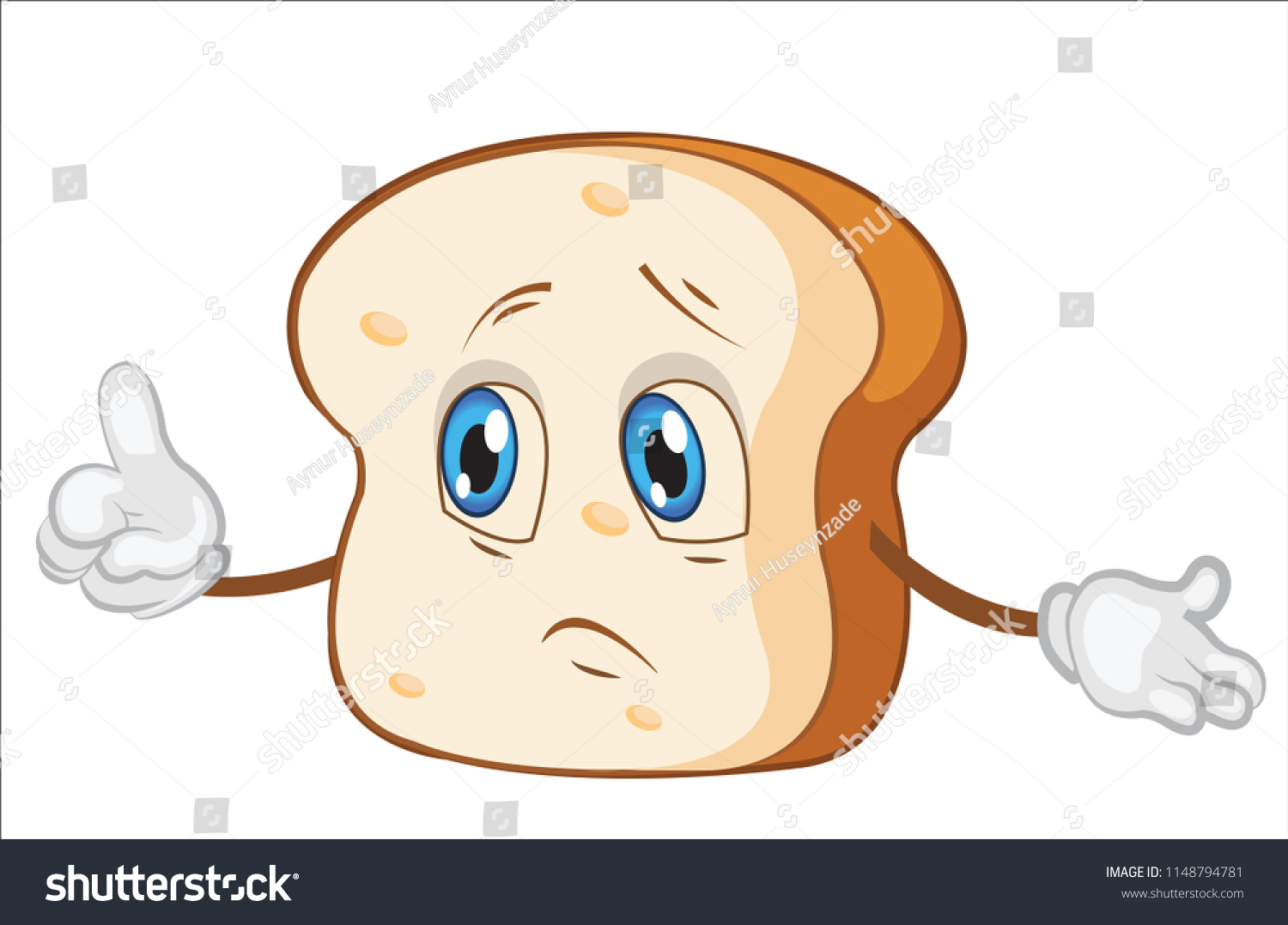 Sad Bread Character Cartoon Vector: vector de stock (libre de regalías ...