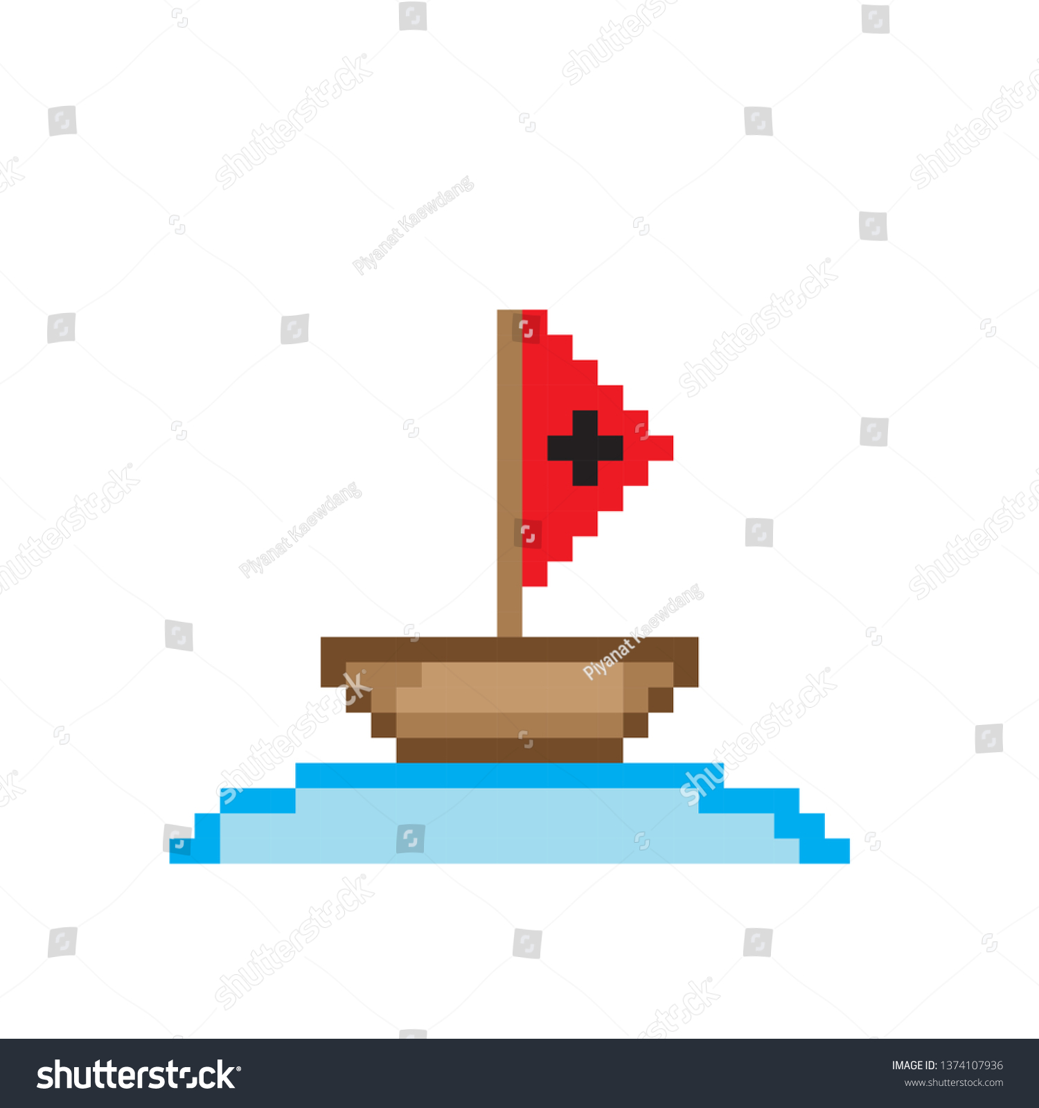 Sailboat Pixel Art Stock Vector (Royalty Free) 1374107936 | Shutterstock