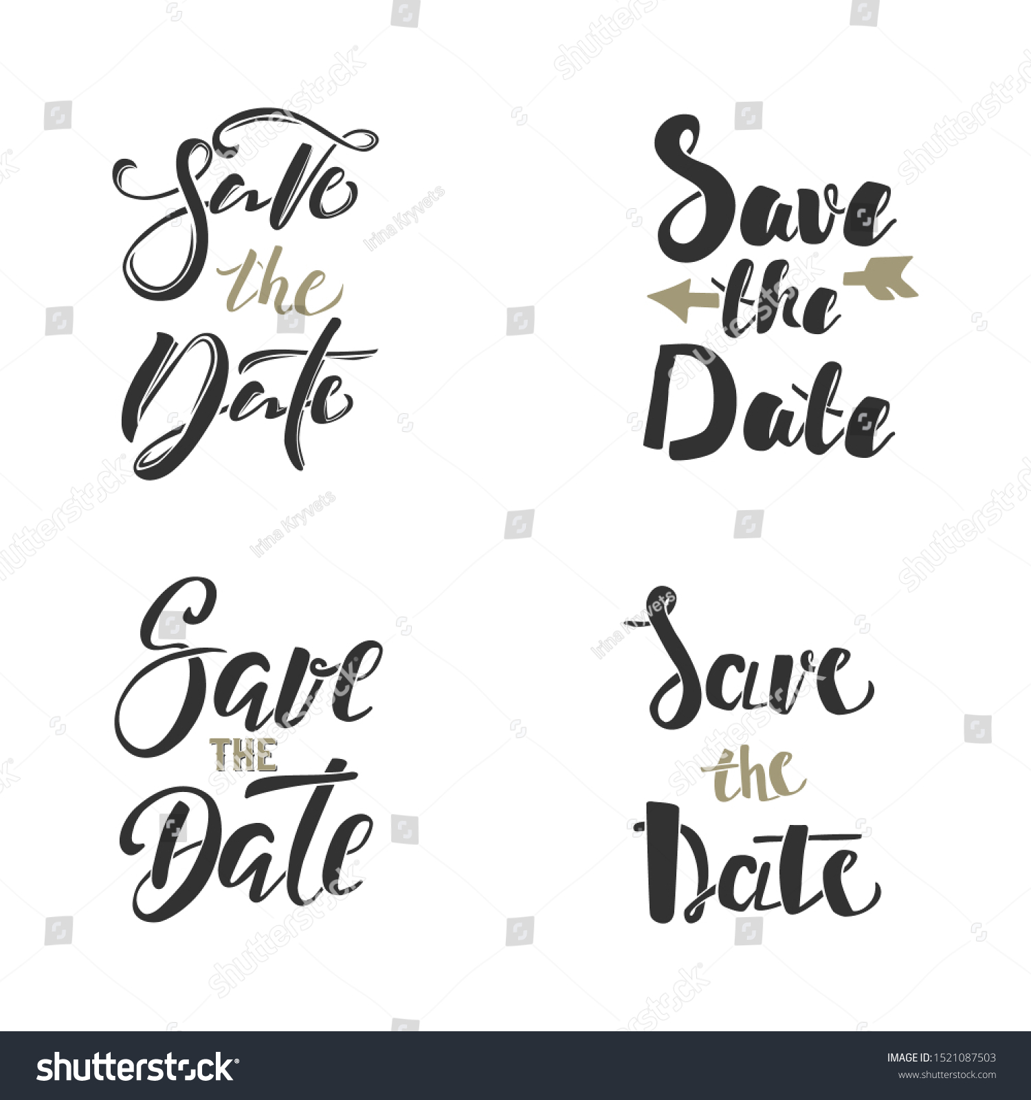 Save Date Phrases Collection Vector Illustration Stock Vector (Royalty ...
