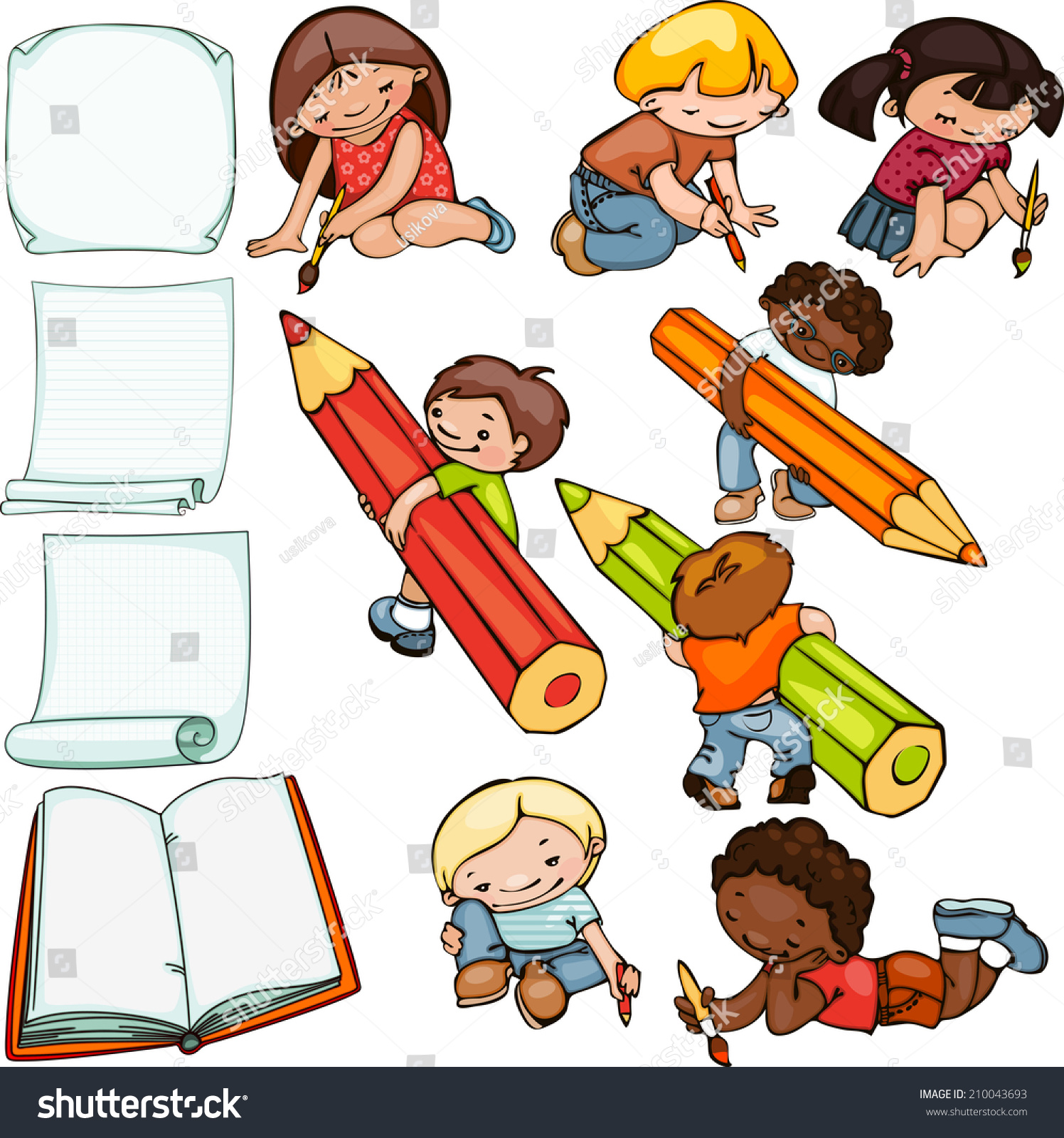 School Set Children Draw Blank Forms Stock Vector (Royalty Free) 210043693