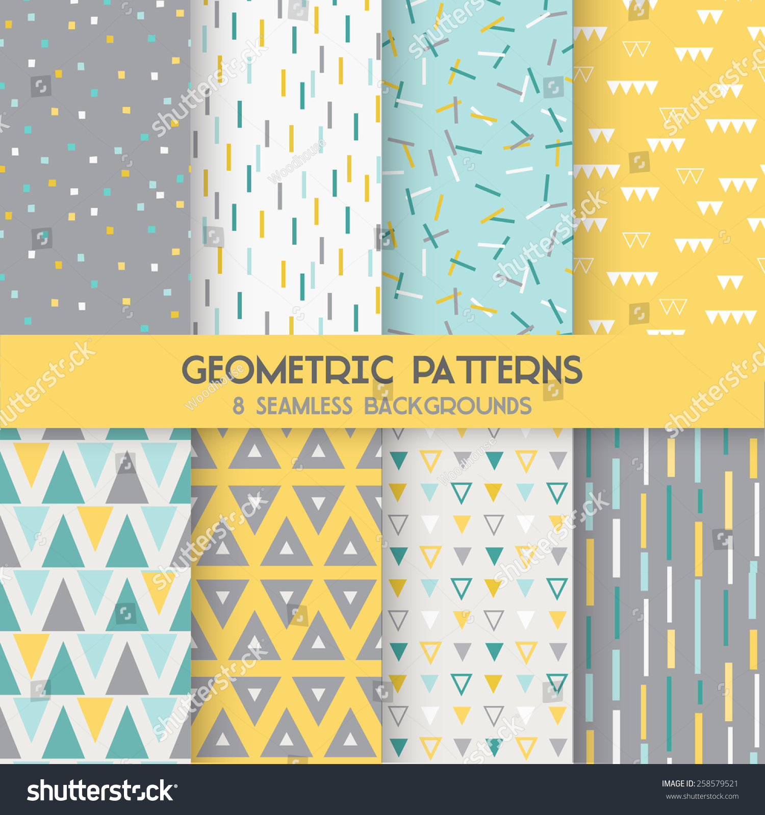 8 Seamless Geometric Patterns Texture Wallpaper: เวกเตอร์สต็อก (ปลอดค่า ...