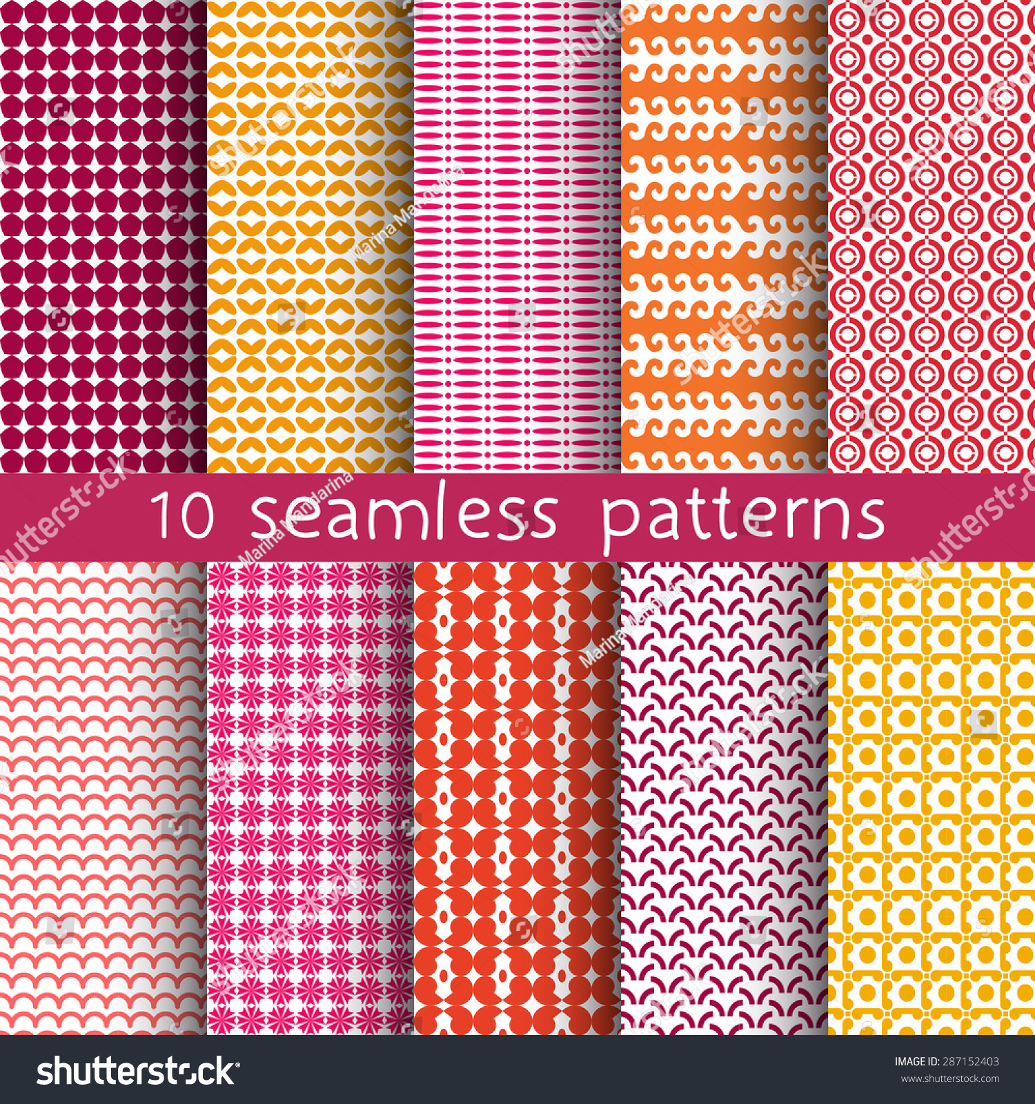 10 Seamless Patterns Universal Background Endless Stock Vector (Royalty ...