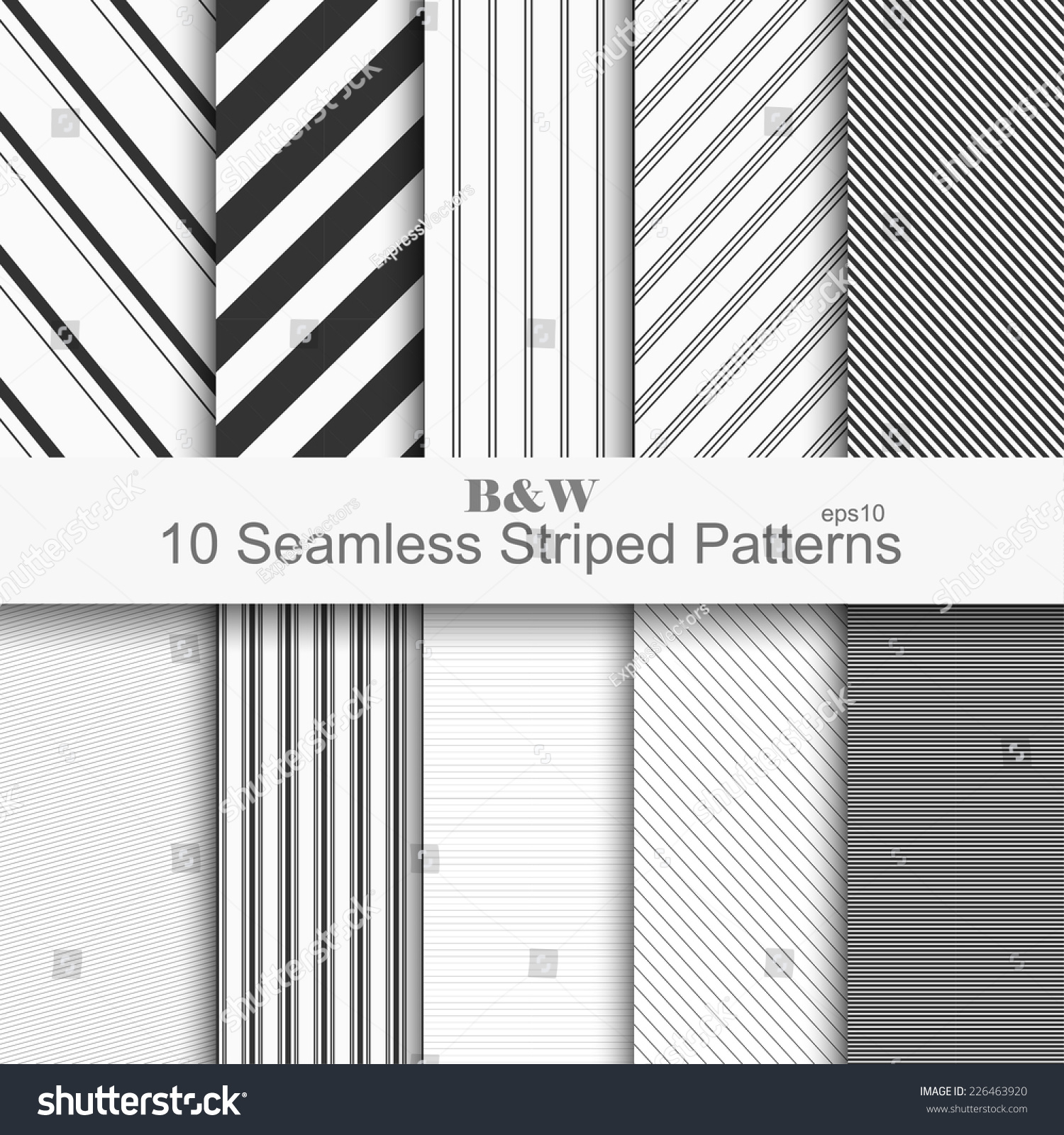 10 Seamless Striped Patterns Black White 库存矢量图（免版税）226463920 | Shutterstock