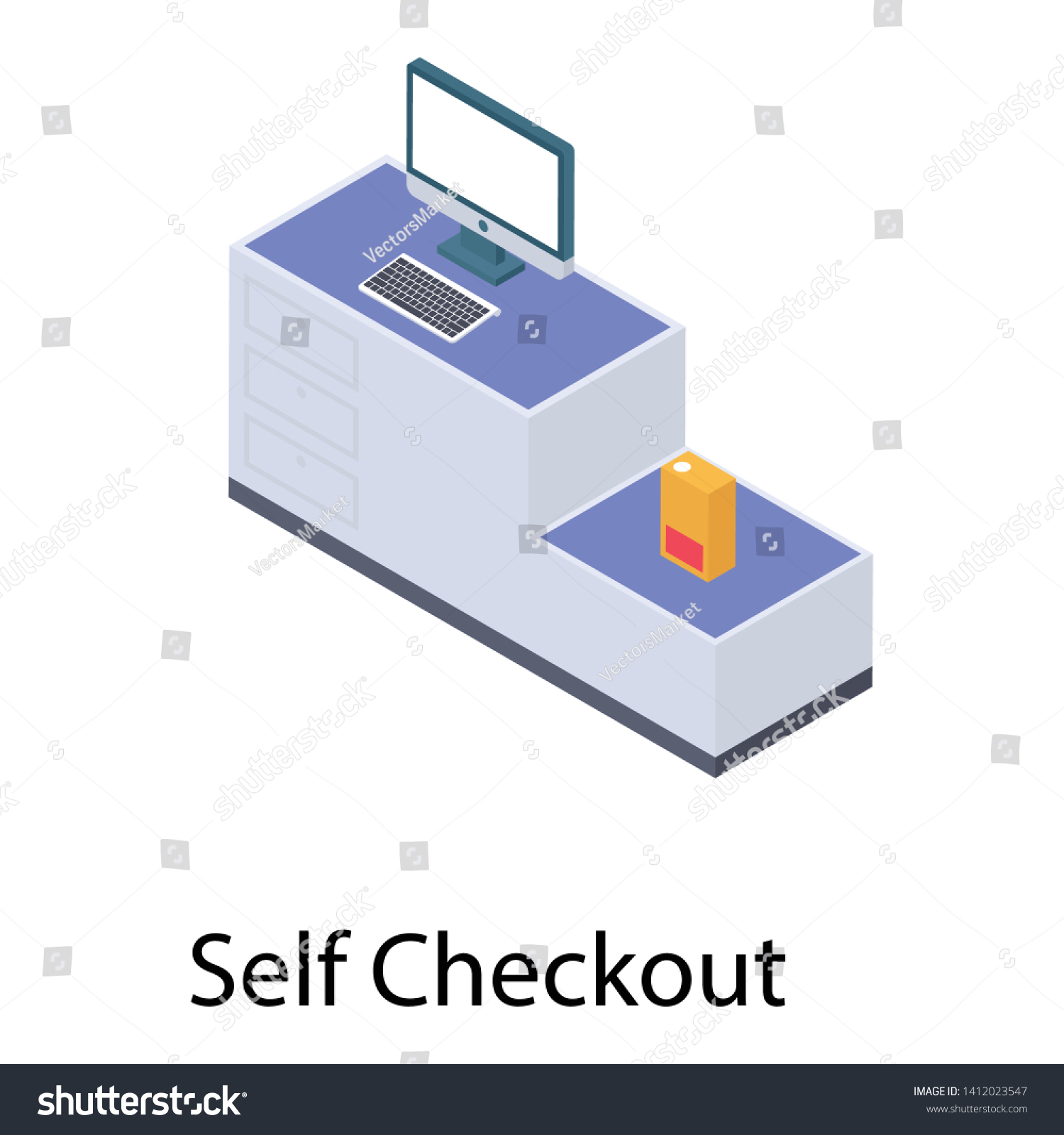 Self Checkout Machine Icon Design Stock Vector (Royalty Free ...