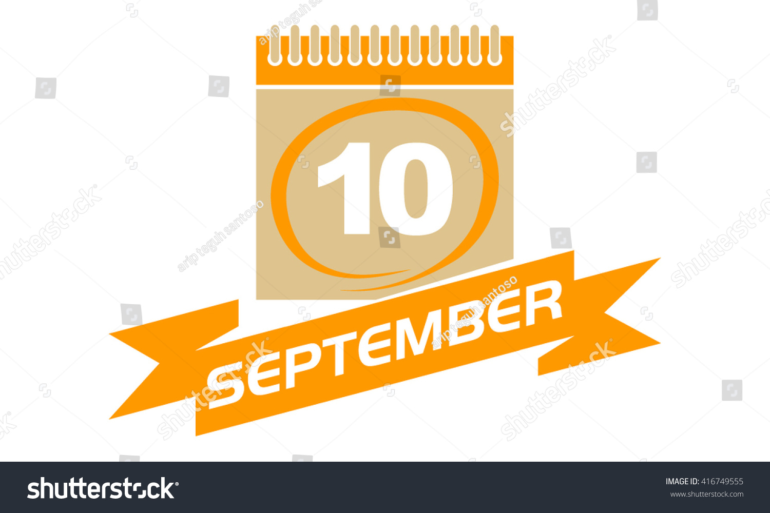 10 September Calendar Ribbon Stock Vector (Royalty Free) 416749555 ...
