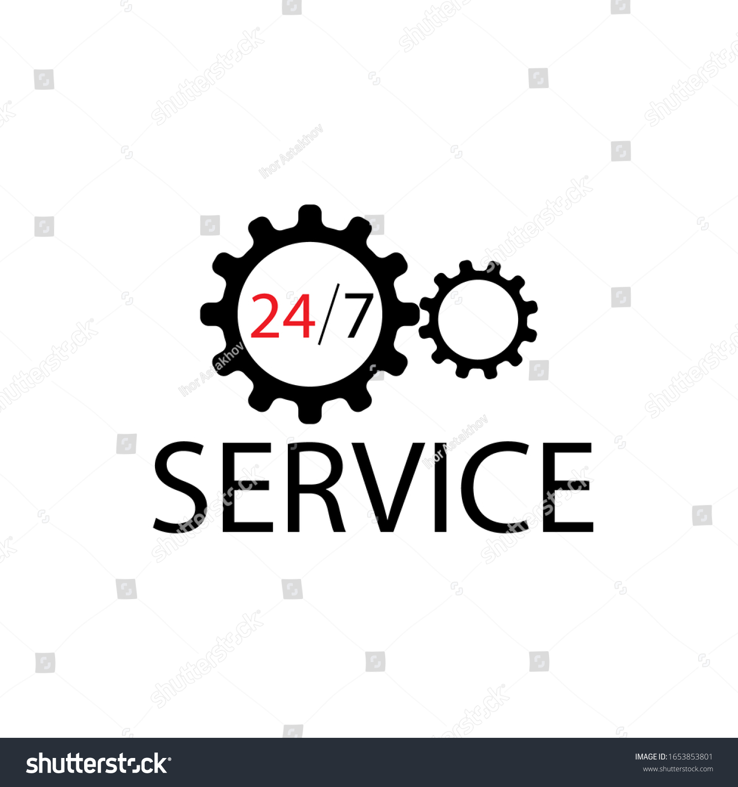 Servicio 24\7. Diseño plano de ilustración: vector de stock (libre de ...